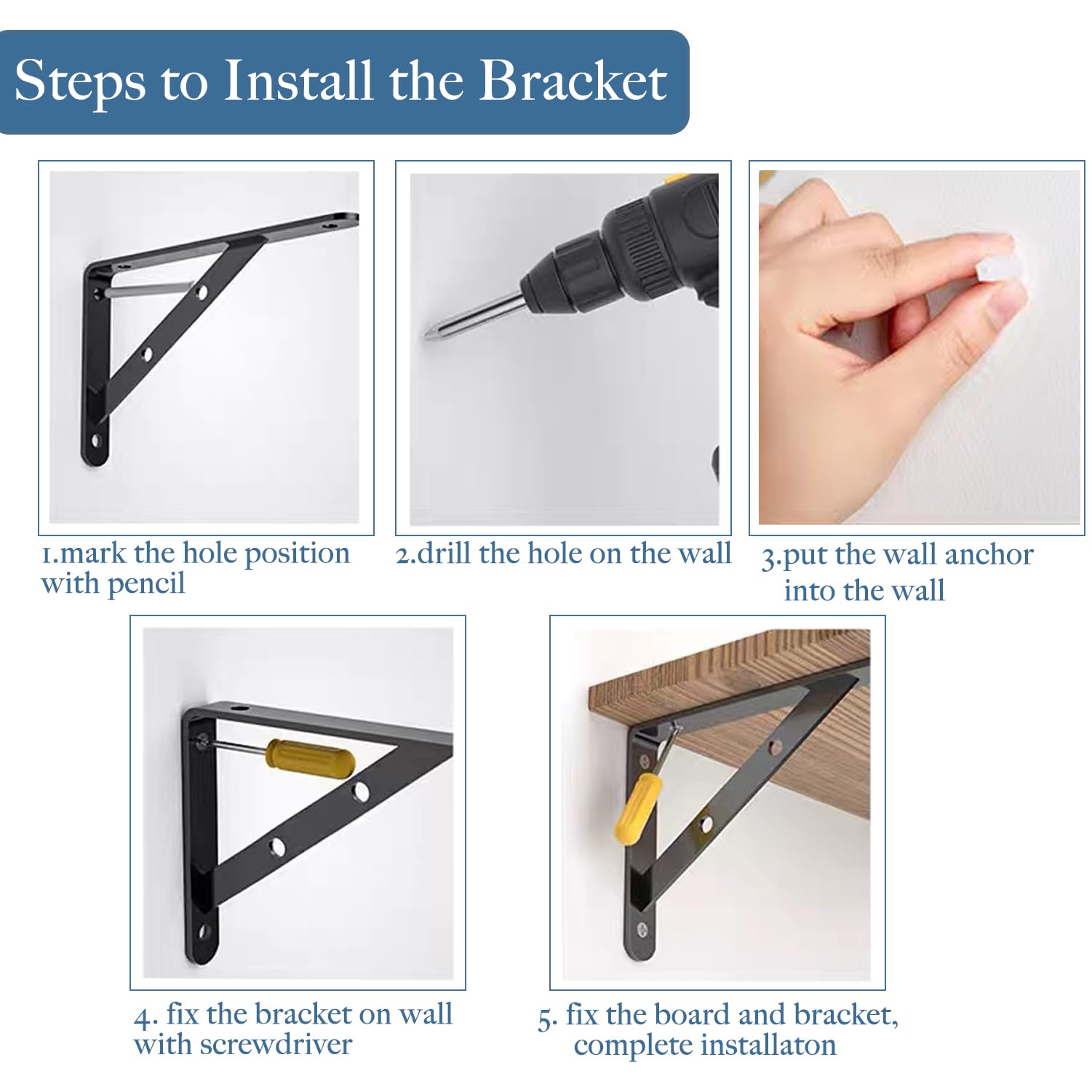 Snapklik.com : Shelf Brackets 12 Pack 8 Inch Heavy Duty Brackets For ...