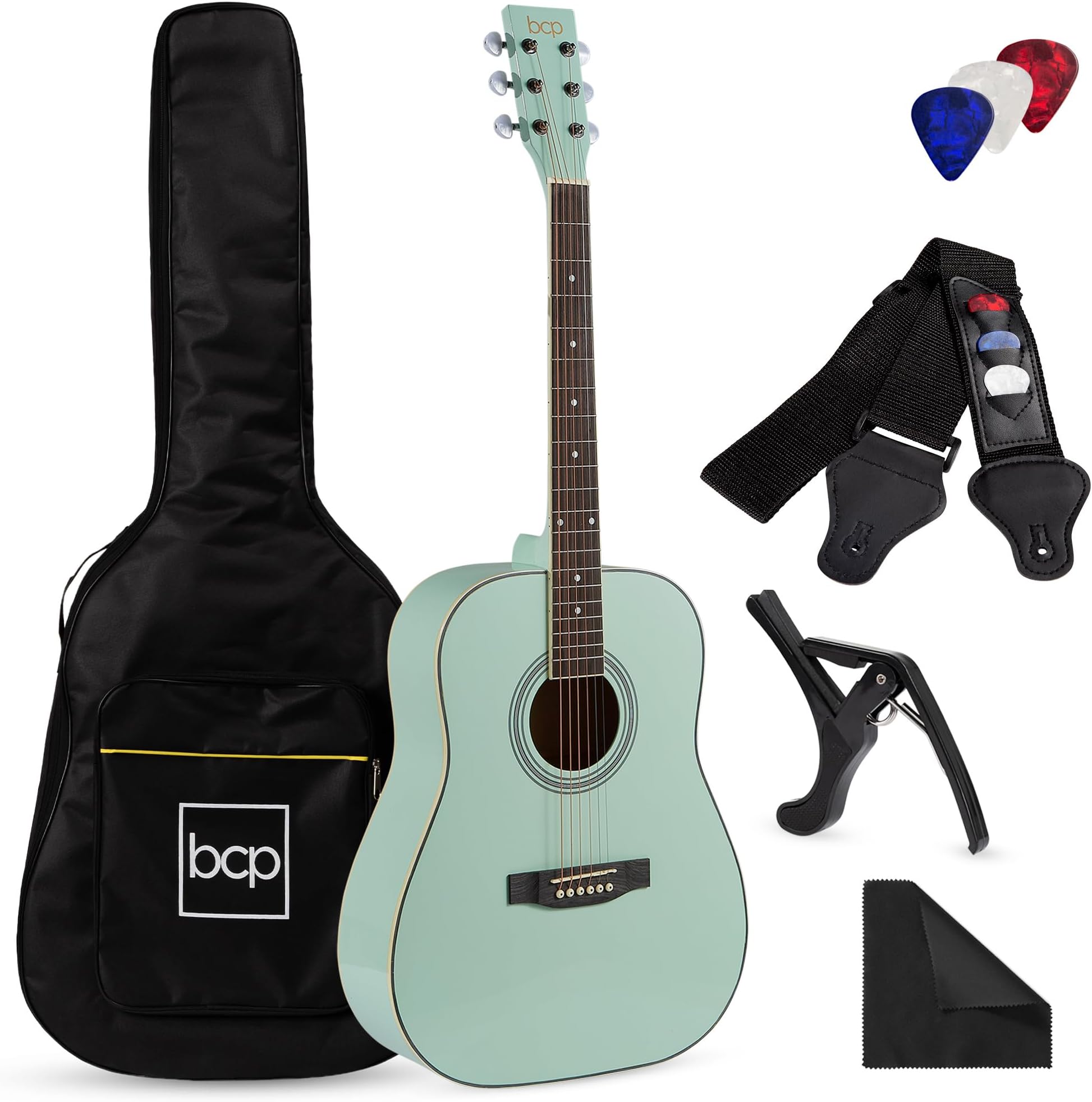 Amazon.com: YMC 38" Blue Beginner Acoustic Guitar Starter Package ...