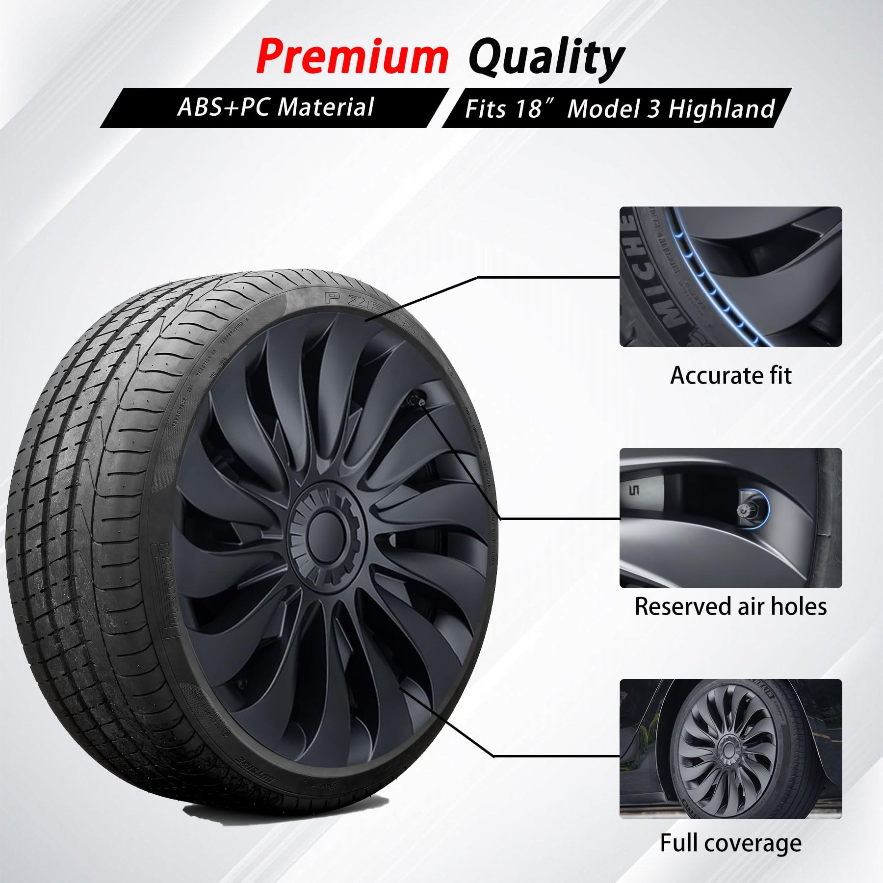 Car Wheel Hub Replacements KIMISS 16 Inch Wheel Hub Covers - 4PC Black ...