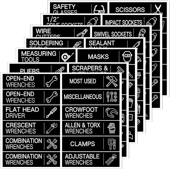 KSIWRE 168 PCS Tool Box Label Stickers, Toolbox Organization Stickers ...