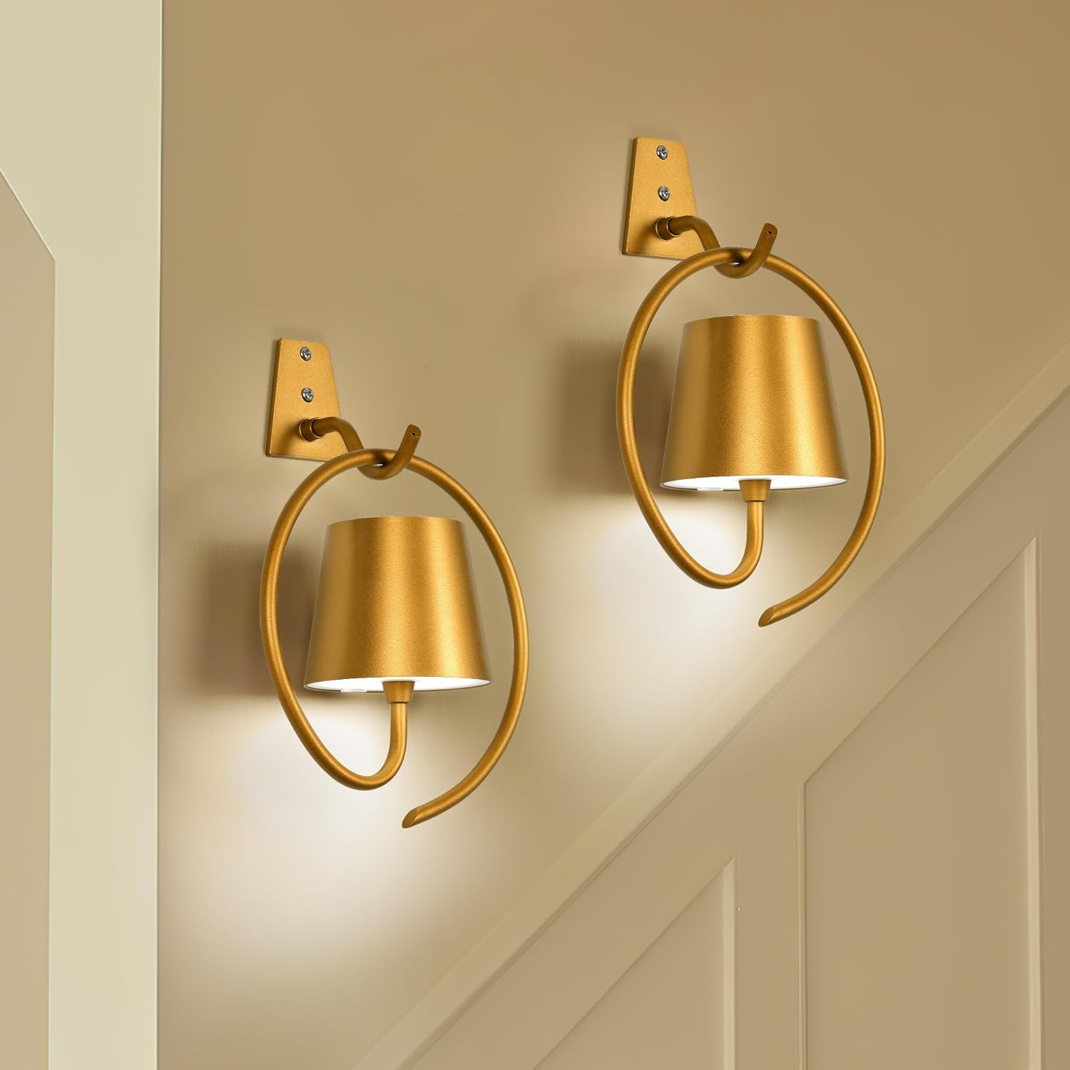 Battery Operated Wall Lights, 2 Pack Rechargeable Wall Light Indoor ...