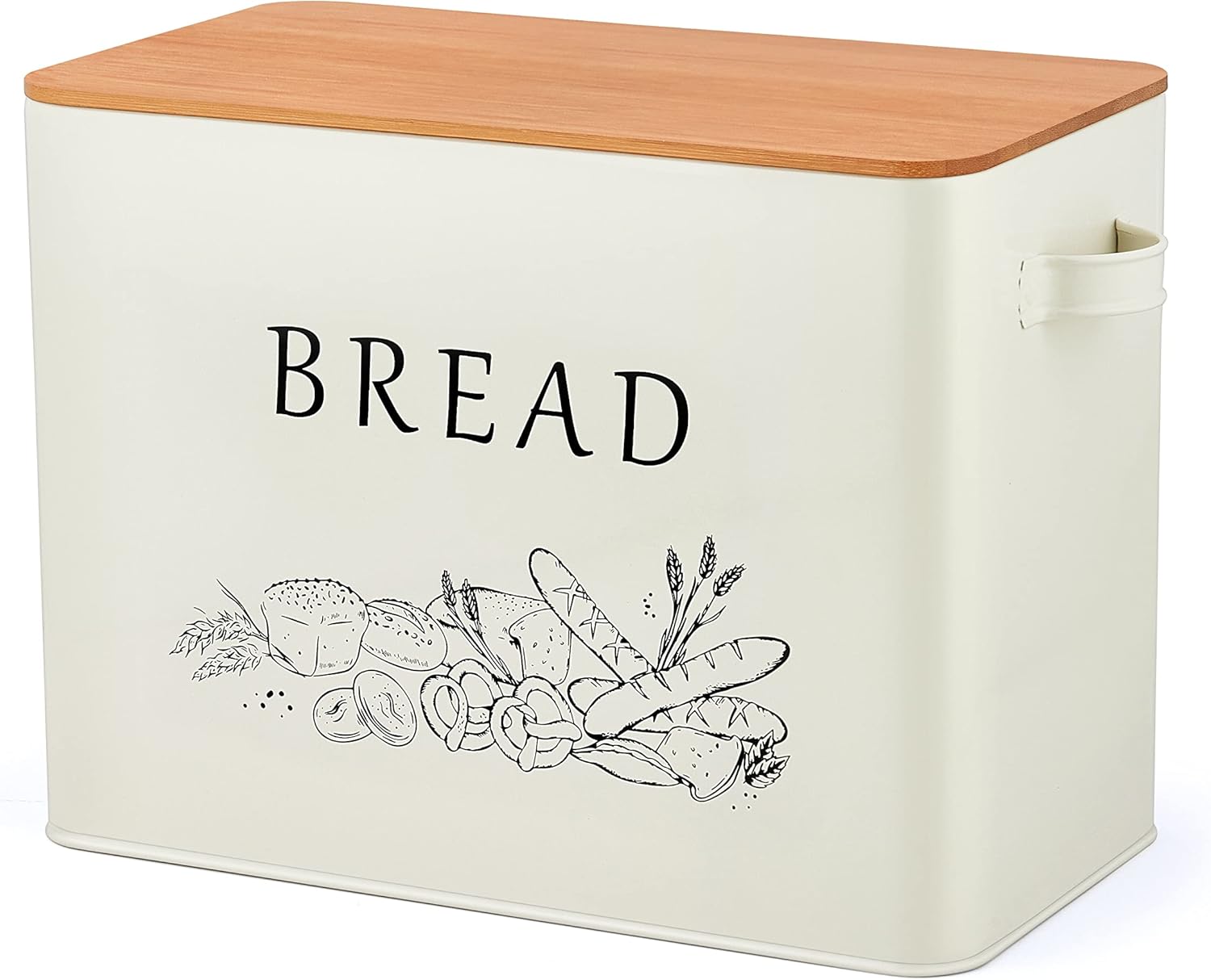 Amazon.com: TeamFar Bread Box with Wooden Lid, 13.1” x 7.2” x 9.7 ...