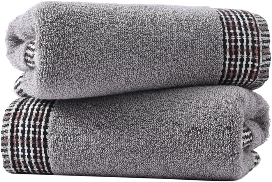 Amazon.com: sense gnosis Grey Hand Towel Set of 2 Soft Absorbent 100% ...