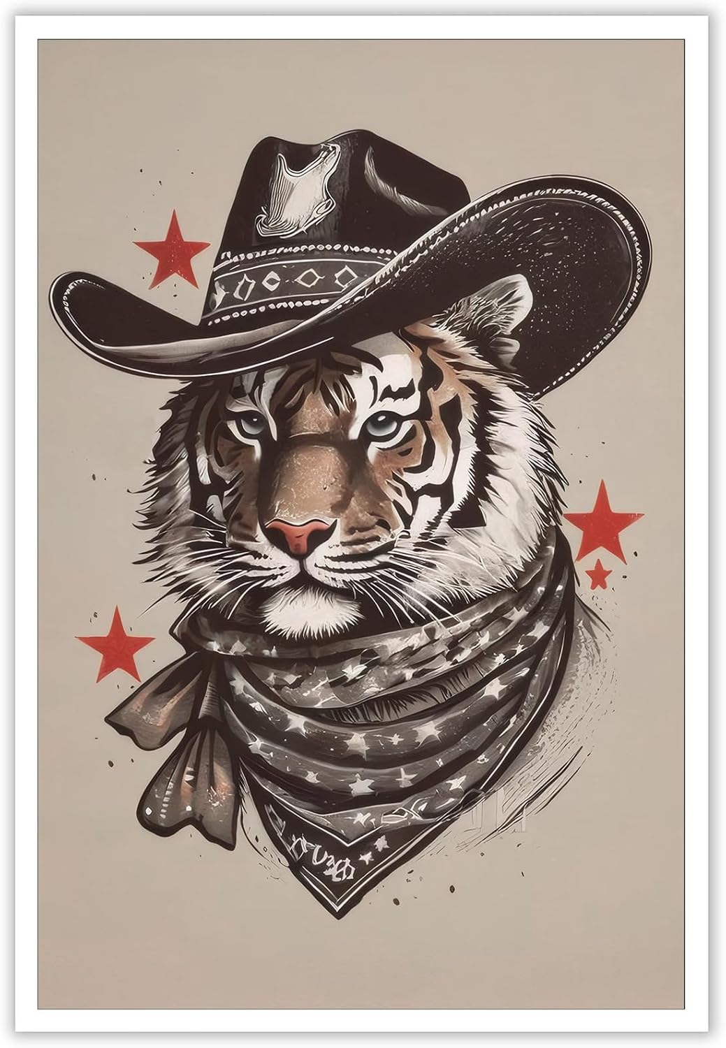 Amazon.com: DFAIUY Western Tiger Cowboy Abstract Posters - Retro Canvas ...