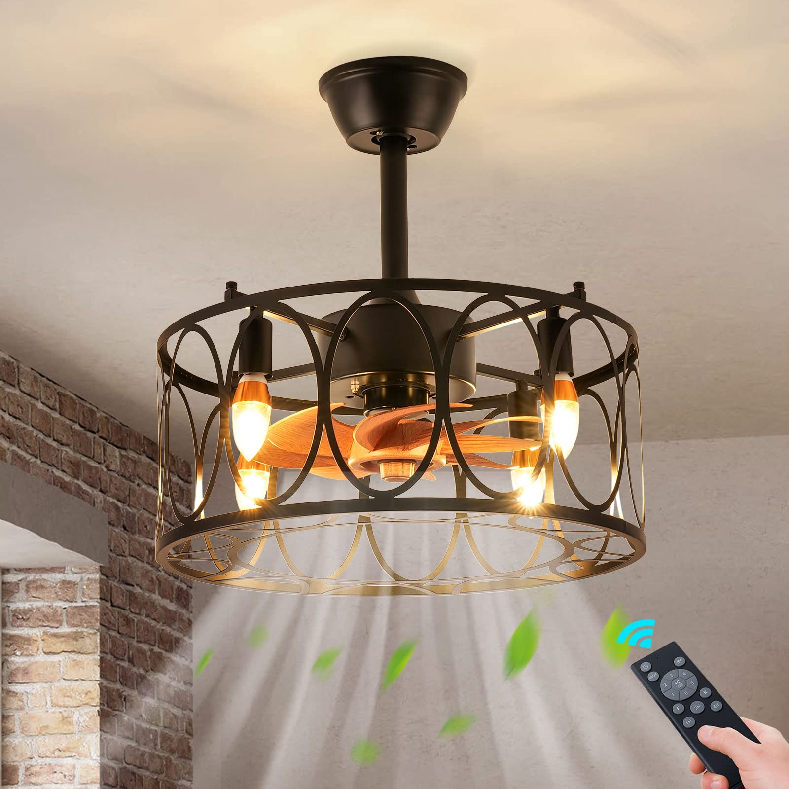 Amazon.com: CLAIRDAI 20'' Caged Ceiling Fan with Lights Industrial ...
