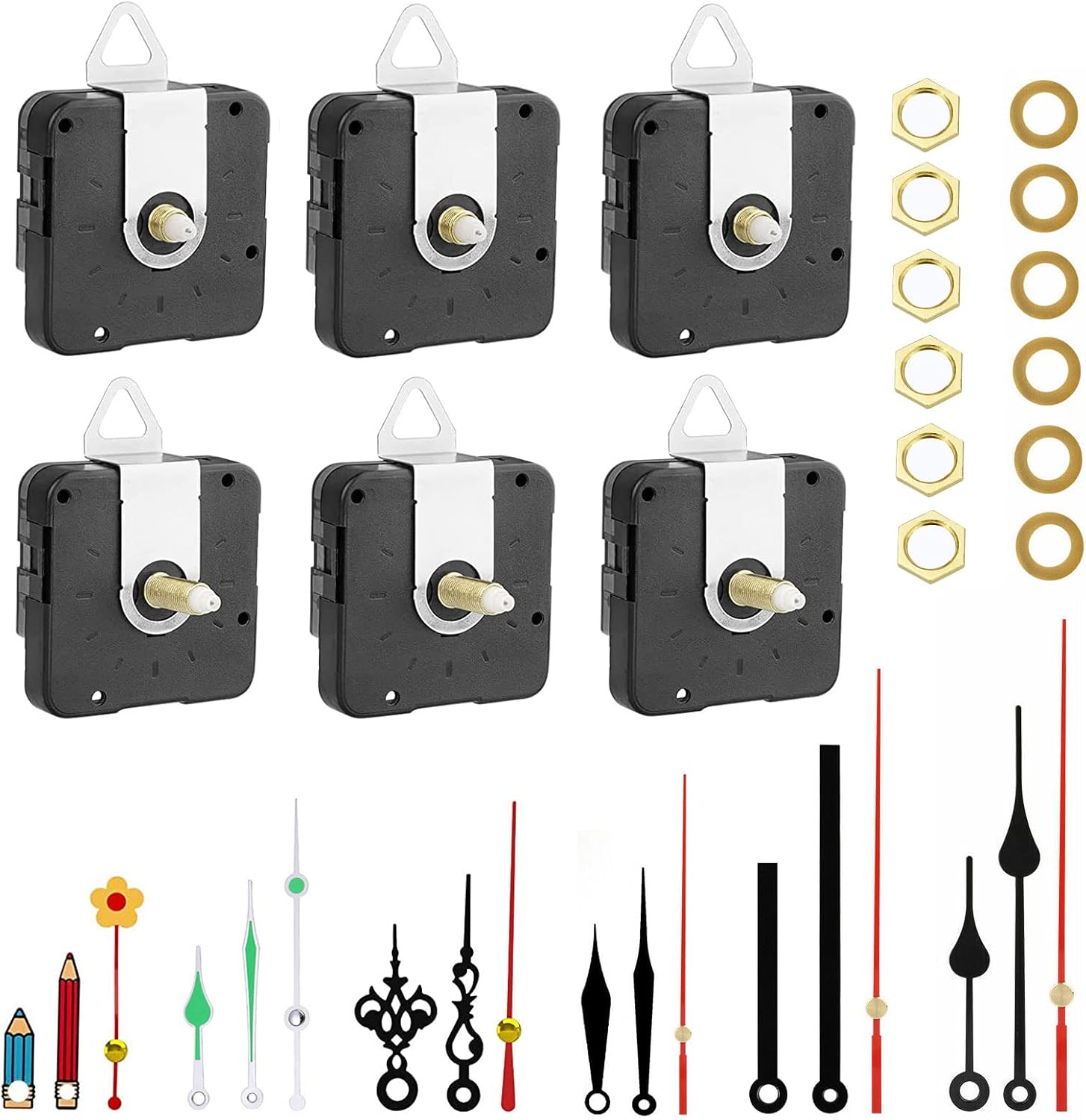 Clock Mechanisms Battery Powered,6 Pieces Silent Clock Mechanisms ...