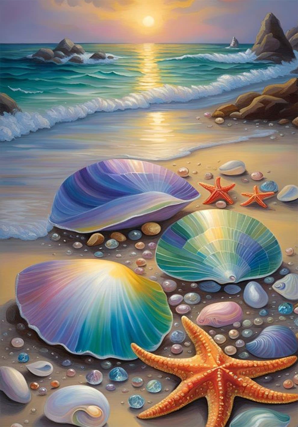 Amazon.com: KYOQFVN Beach Diamond Art Kits for Adults, 5D Sunsets ...