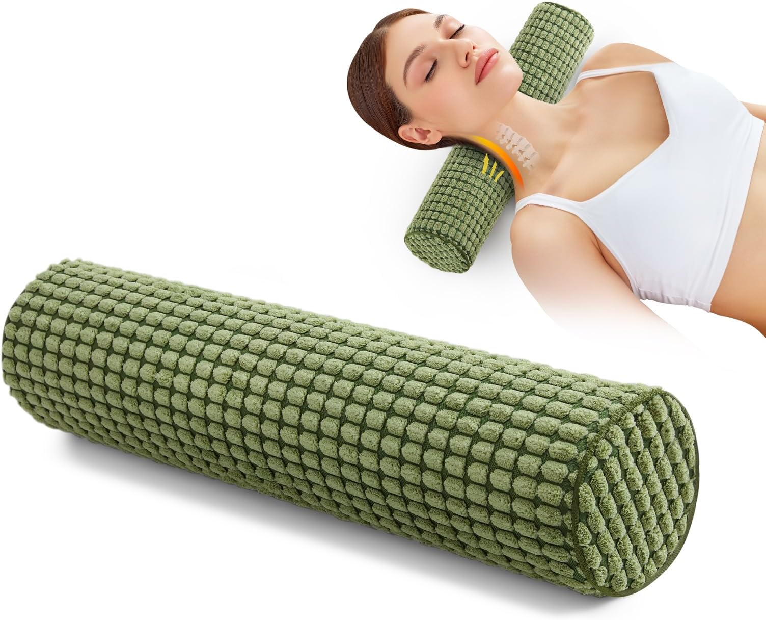 Amazon.com: Teieas Round Roll Cylinder Bolster Pillow with Removable ...