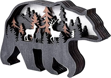 Amazon.com: Laozai Wooden Forest Bear Decor,Cabin Decor, Rustic Decor ...