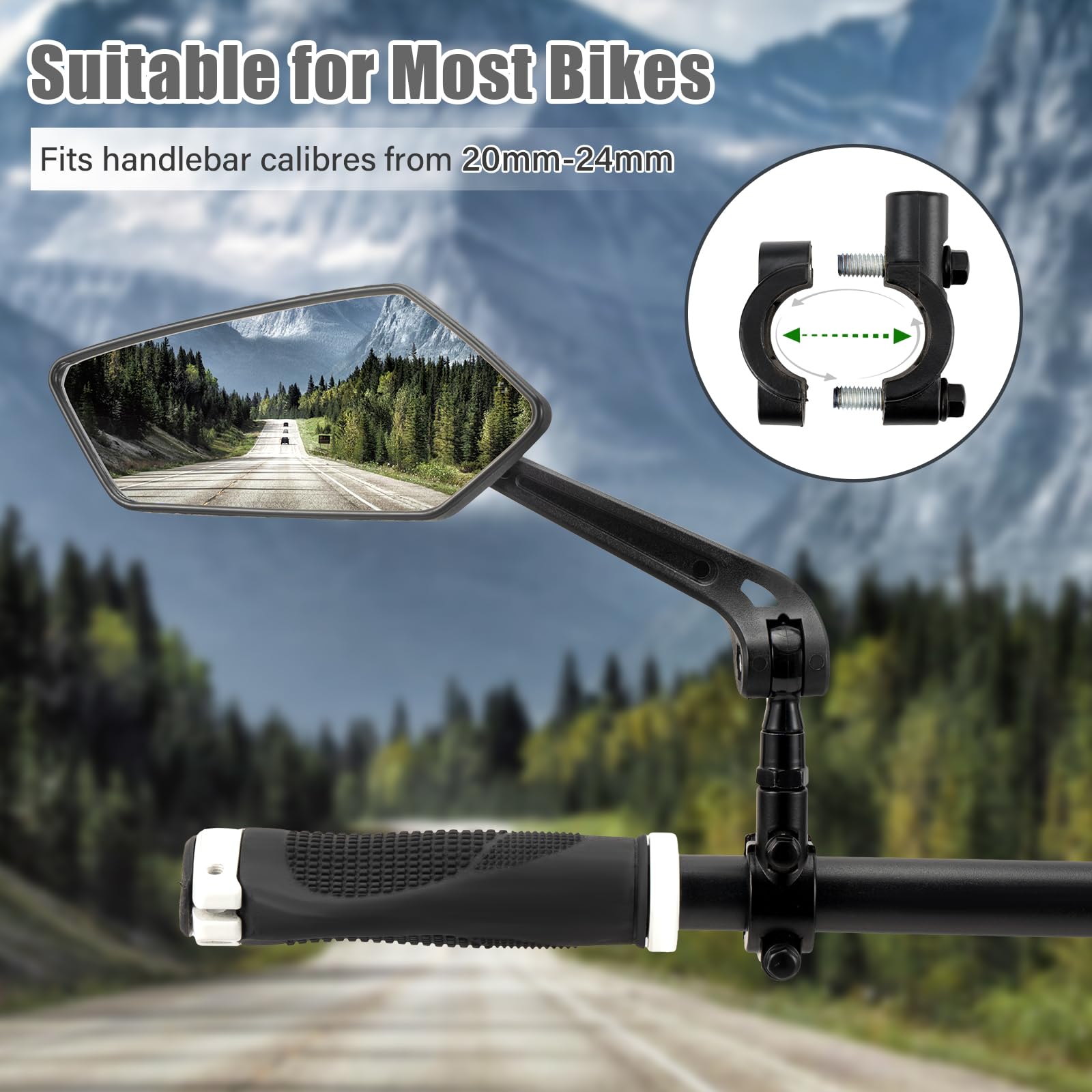Snapklik.com : Bike Mirrors 2pcs, 360 Adjustable Rotatable Bike Rear ...