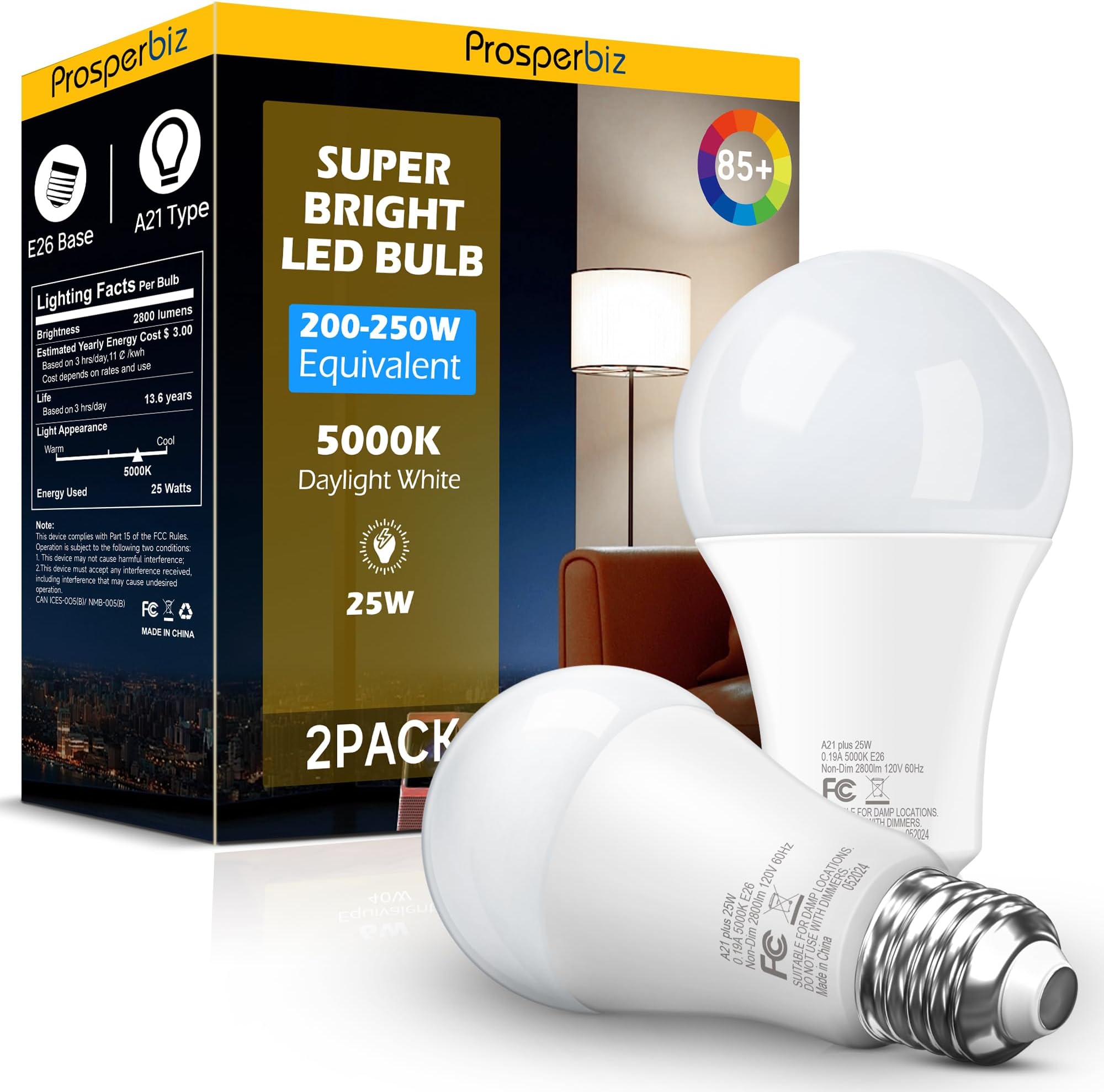 200-250 Watt Equivalent LED Light Bulb, A21 Super Bright LED Light ...