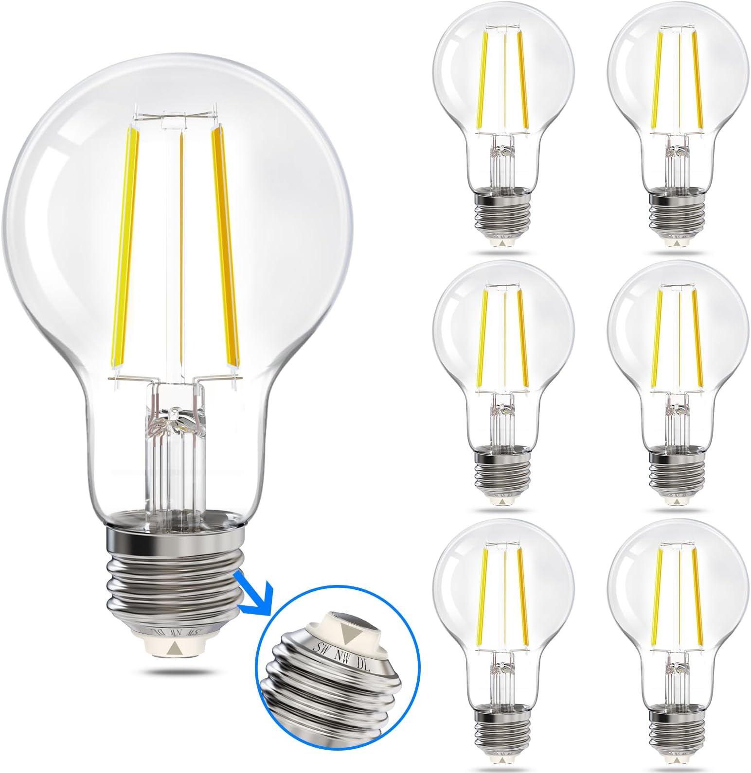 Energetic 3CCT E26 LED Filament Light Bulb, (2700K/3500K/5000K) 3 Color ...