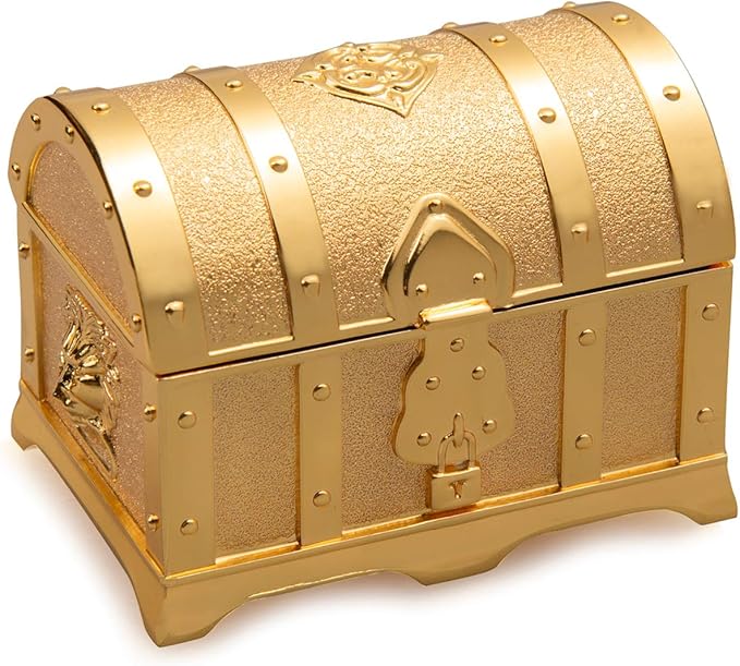 Amazon.com: Feyarl Mini 3inch Vintage Golden Treasure Box Jewelry ...
