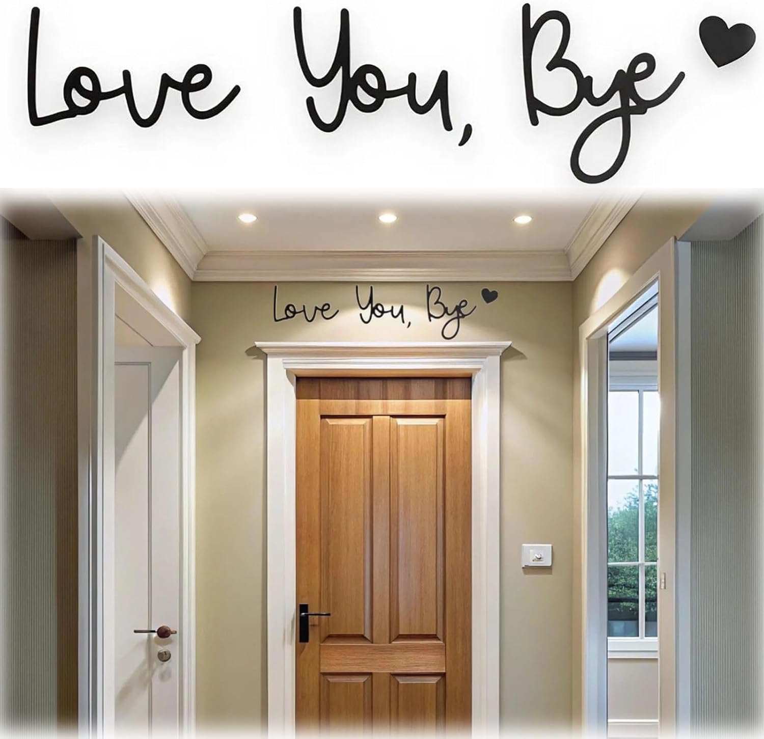 Amazon.com: Generic Love You Bye Sign Above Door, Wooden Script Sign ...