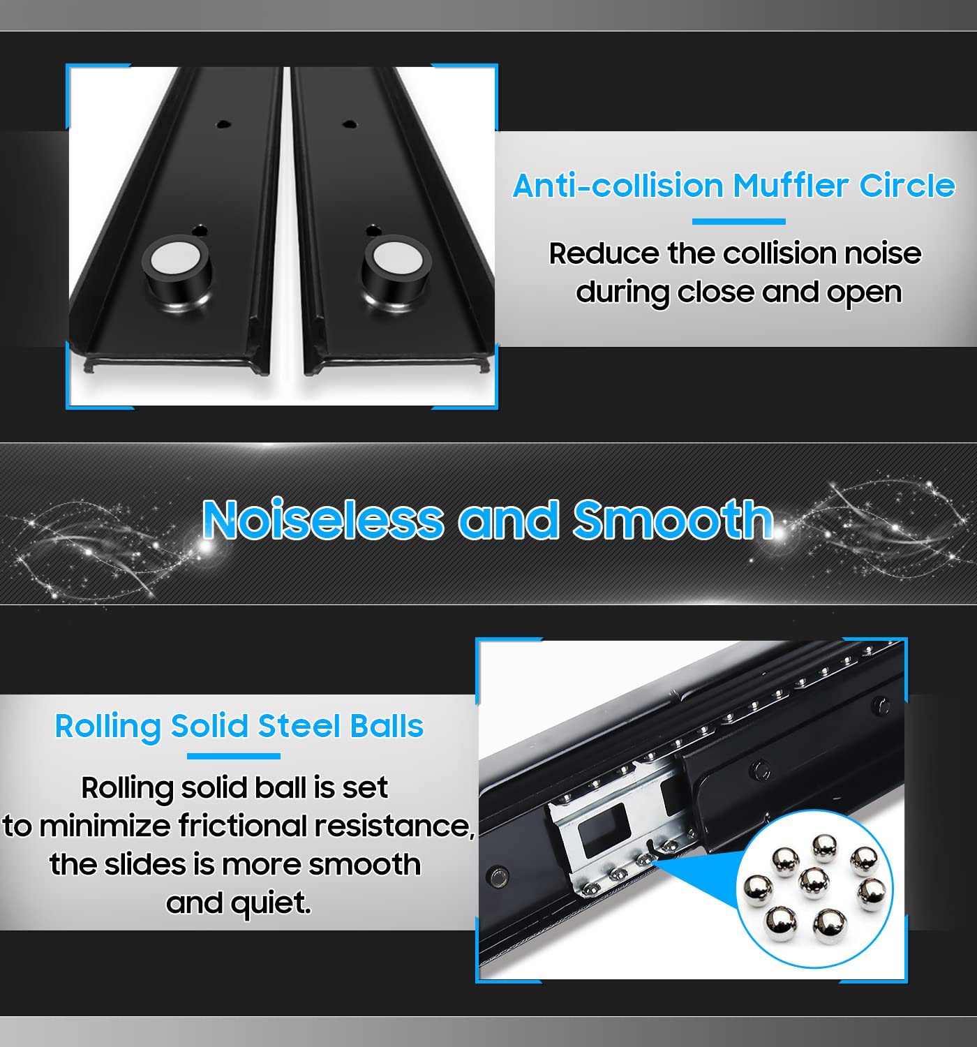 REGUDA Undermount Bottom Mounted Heavy Duty Drawer Slides Rail Full ...