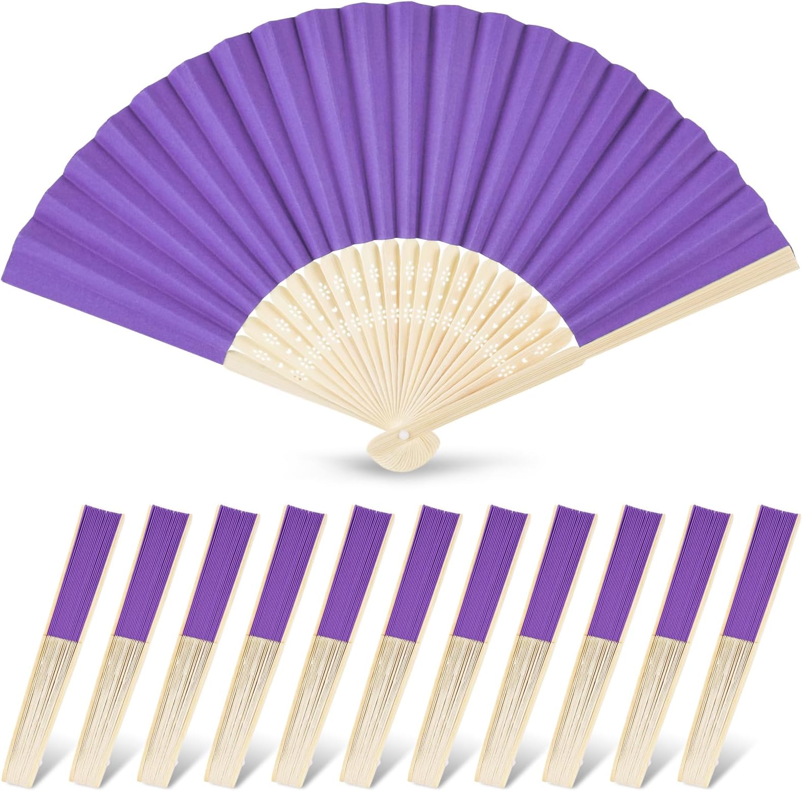 Amazon.com: Heyiminy 9in Silk Handheld Fan Foldable with Wooden Handle ...