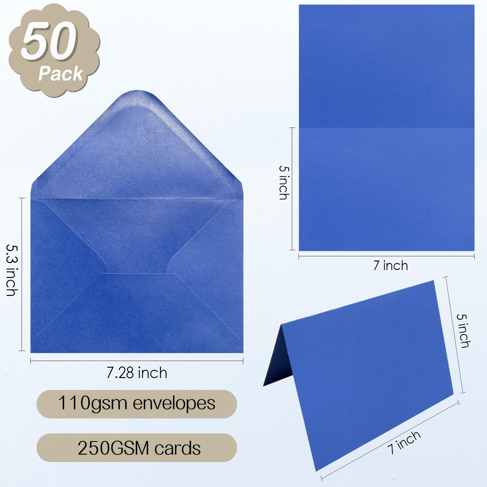 50 Pack 5x7 Cards 50 Pack A7 Blank Cards & Envelopes - Dreamy Pastel ...
