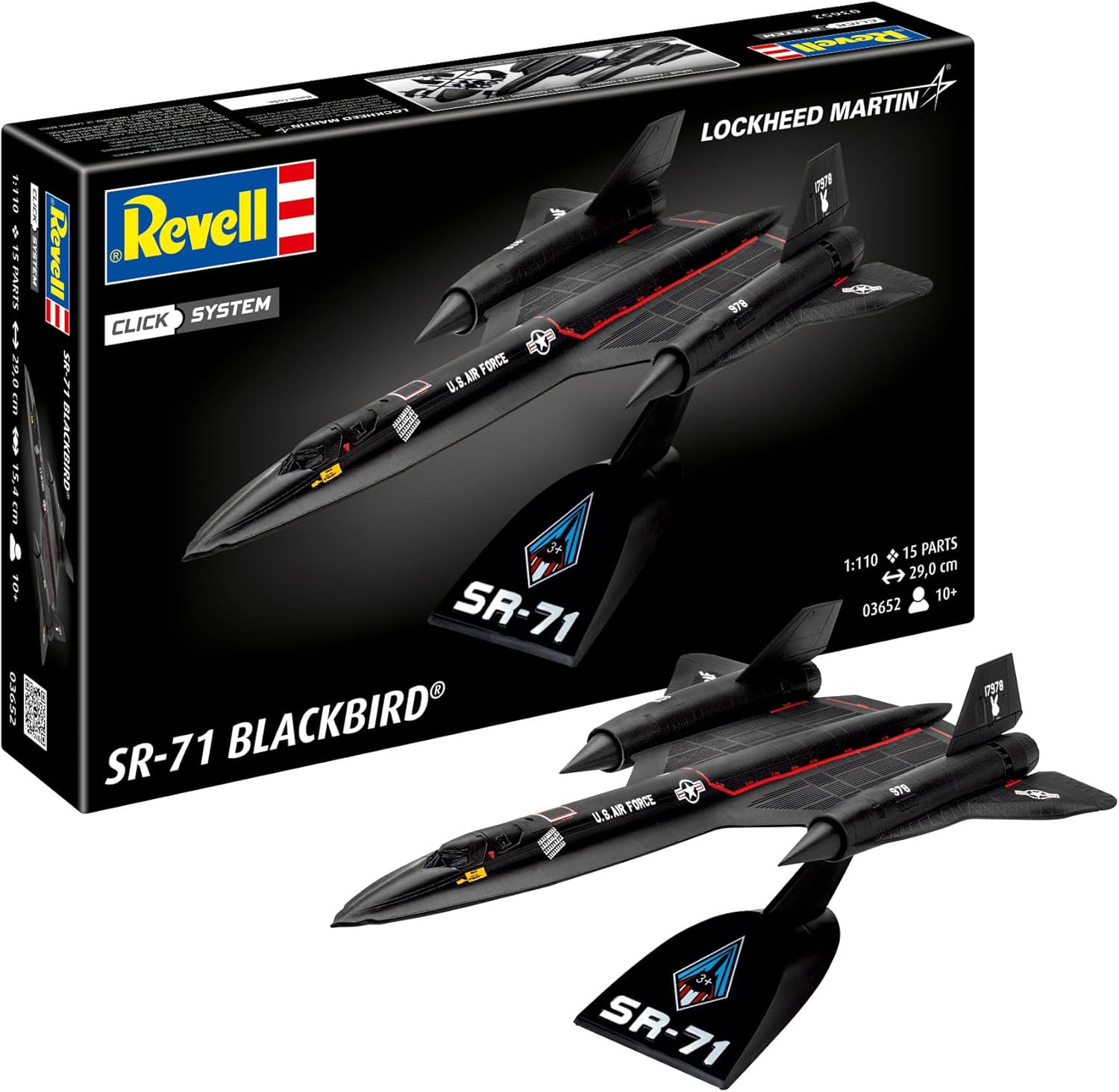 Amazon.com: Revell Easy-Click 03652 Lockheed SR-71 1:110 Scale Unbuilt ...