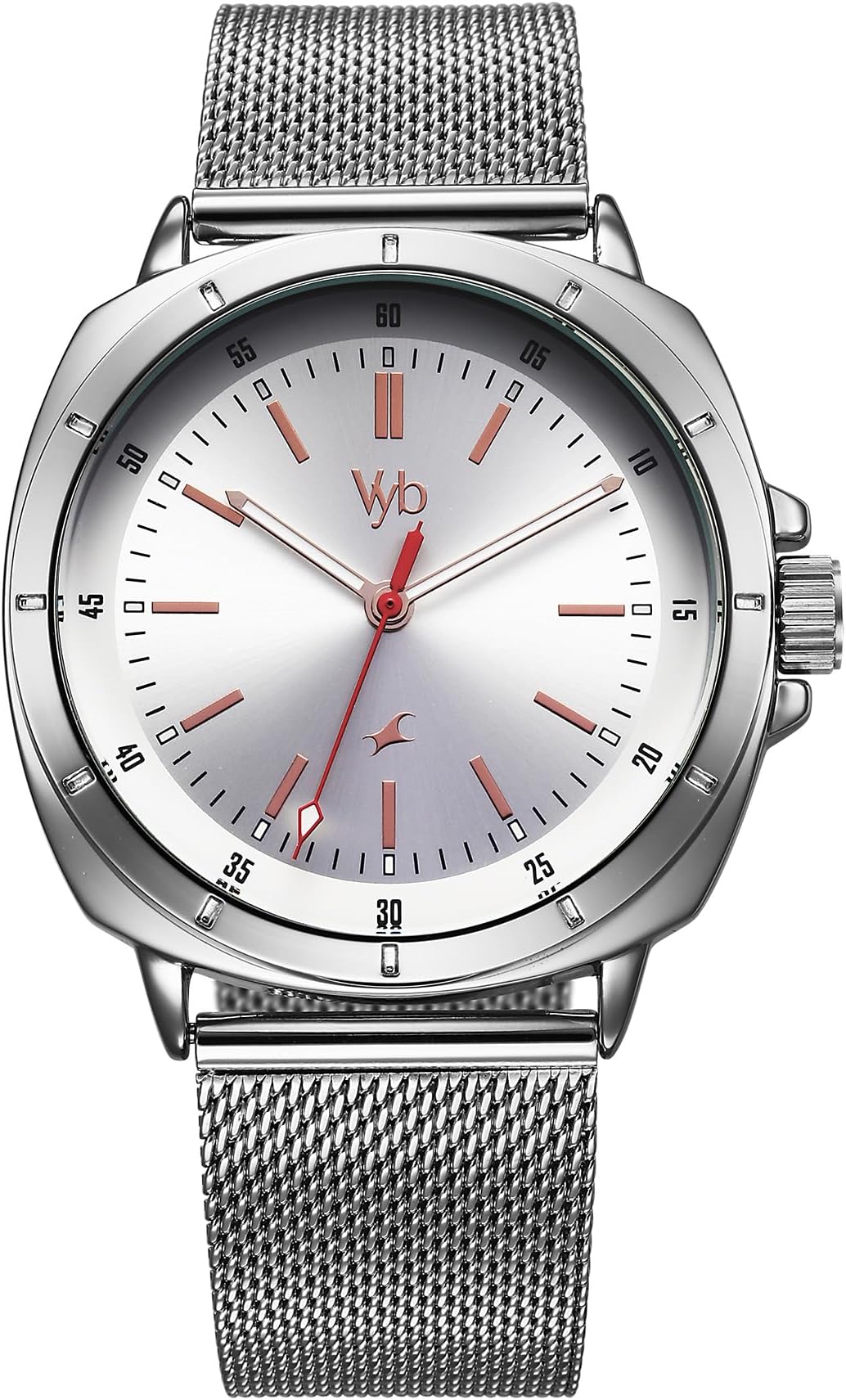 Fastrack Vyb Quartz Analog Silver Dial Steel Sheet Metal Strap Watch ...