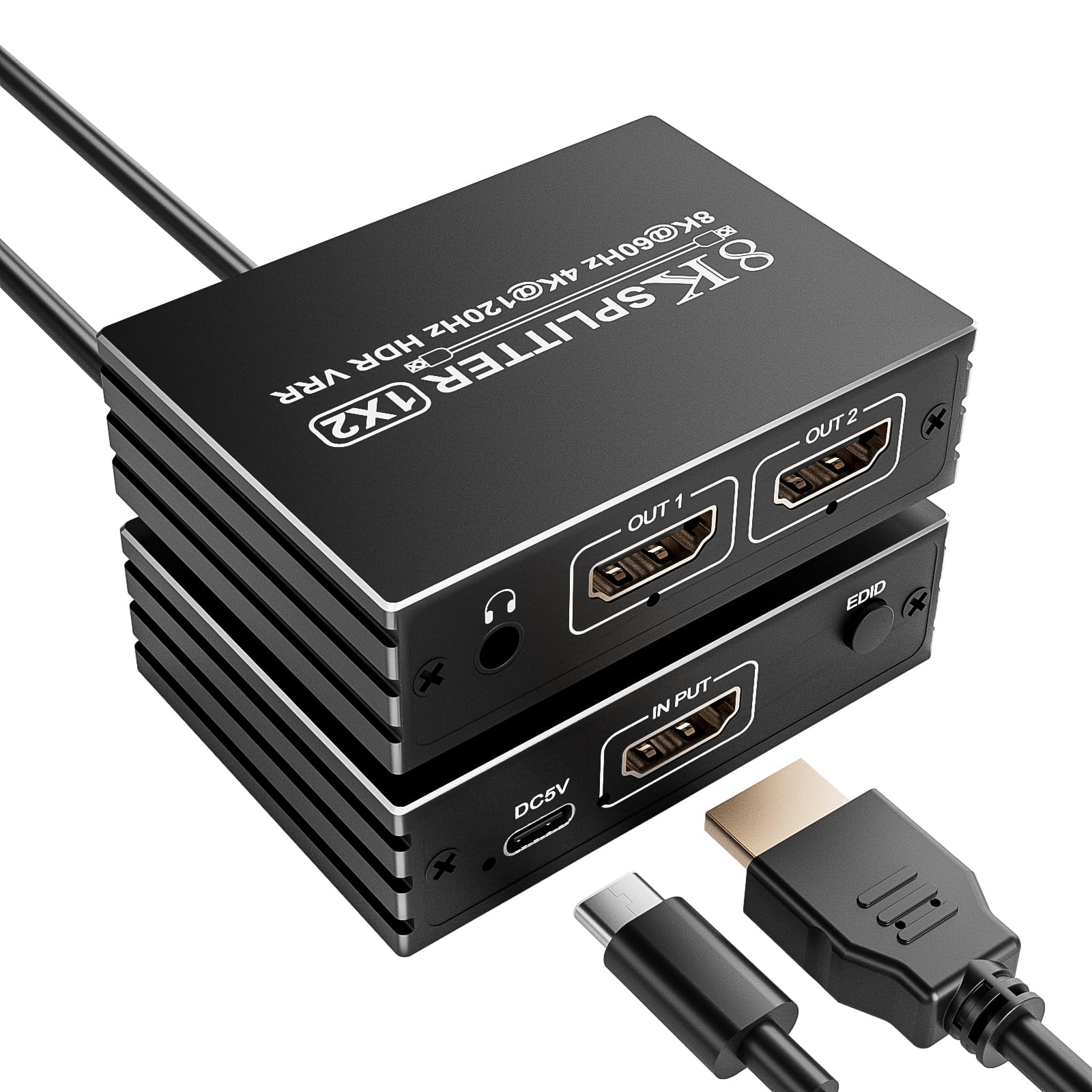 Amazon.com: 8K HDMI Splitter 1 in 2 Out for Dual Monitor - HDMI ...