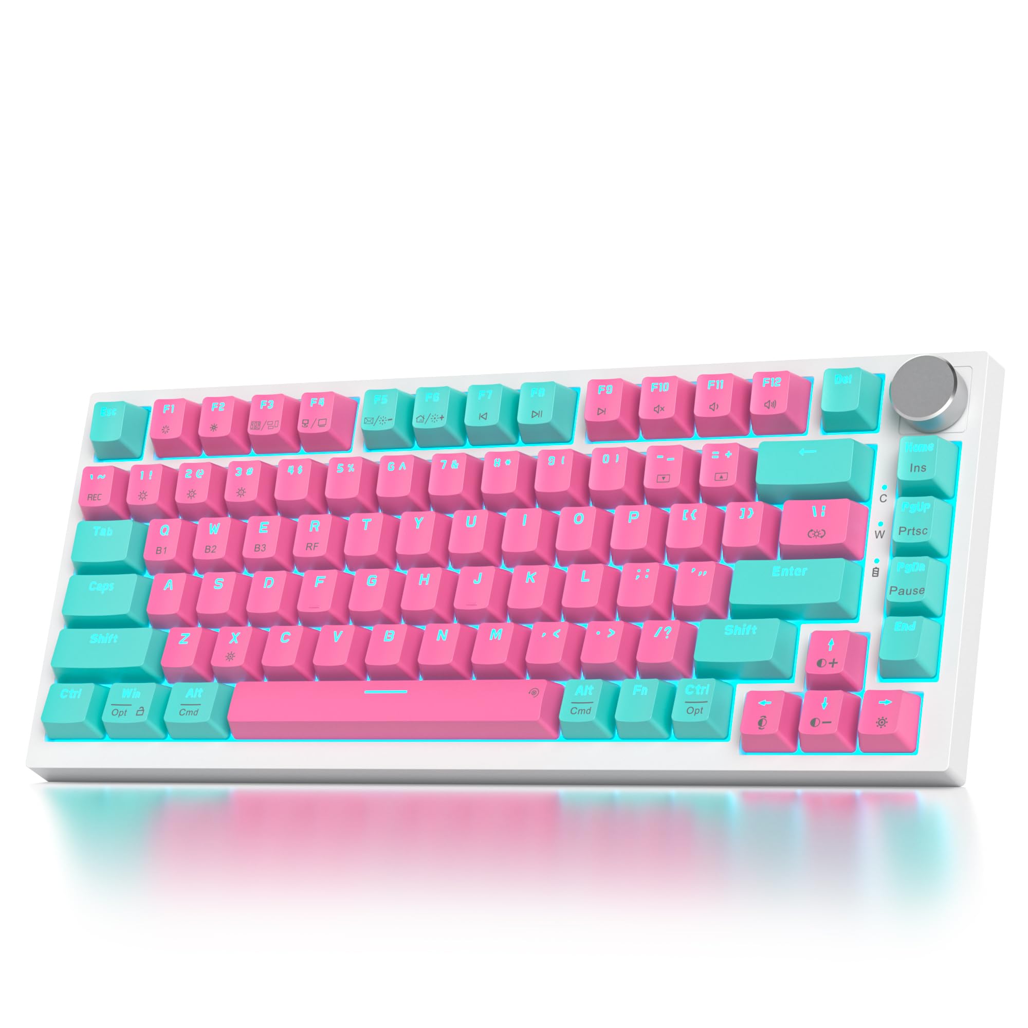 SOLIDEE Wireless 75 Percent Mechanical Keyboard with Knob,Bluetooth 5.0 ...
