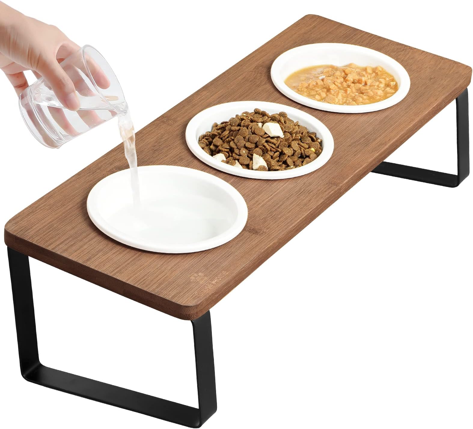 Elevated Cat Food Bowl Raised Kitty Dish Ceramic Tilted Pet Bowls Set ...