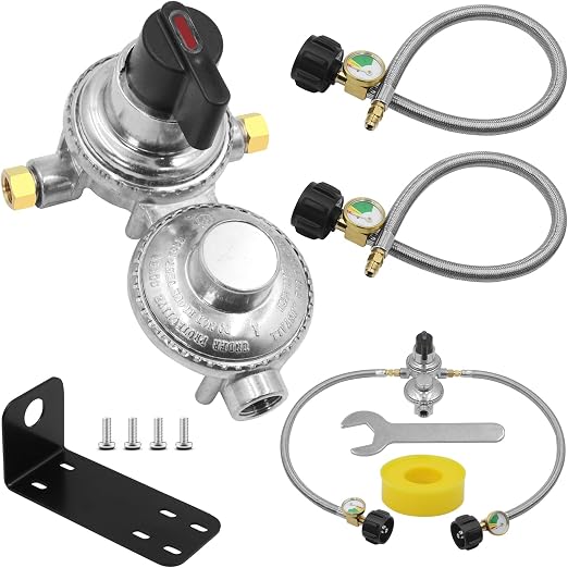 2-Stage Automatic Changeover LP Propane Gas Regulator RV Propane ...