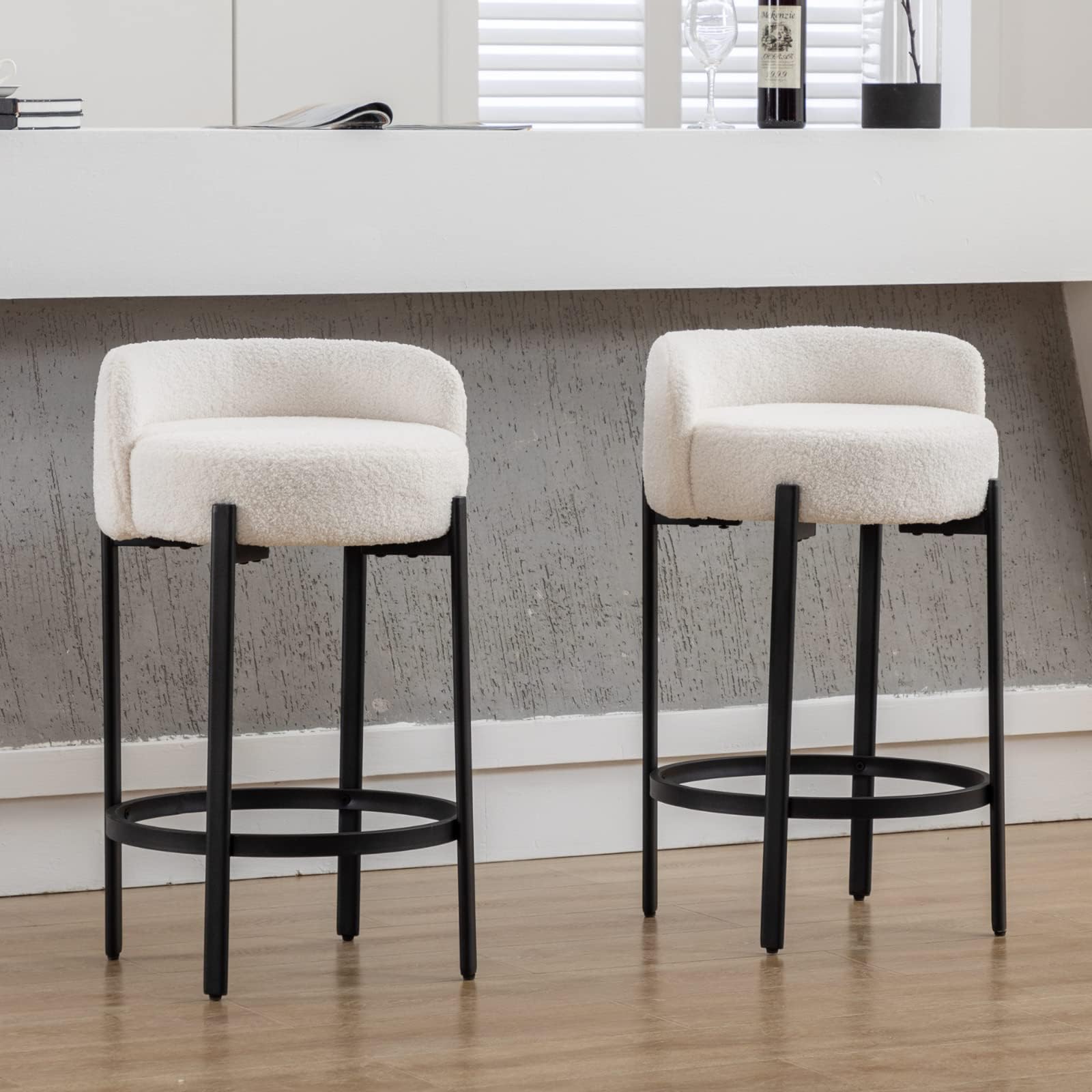 Amazon.com: LukeAlon Modern Sherpa Counter Height Stools Set of 2 ...