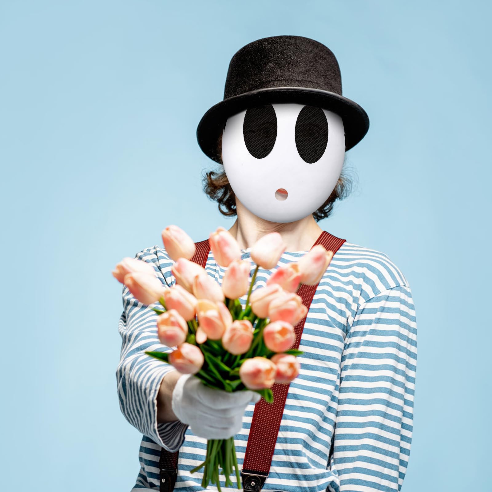 DKINY Shy Guy Mask for Kids Adults, White Full Face Mask Shy Guy ...