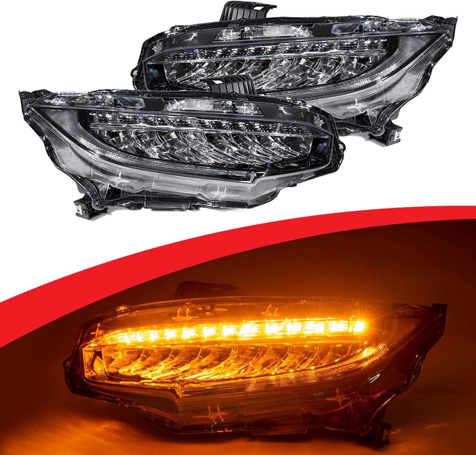 Amazon.com: TODO Full LED Headlights Assembly Pair for 2016-2021 Civic ...