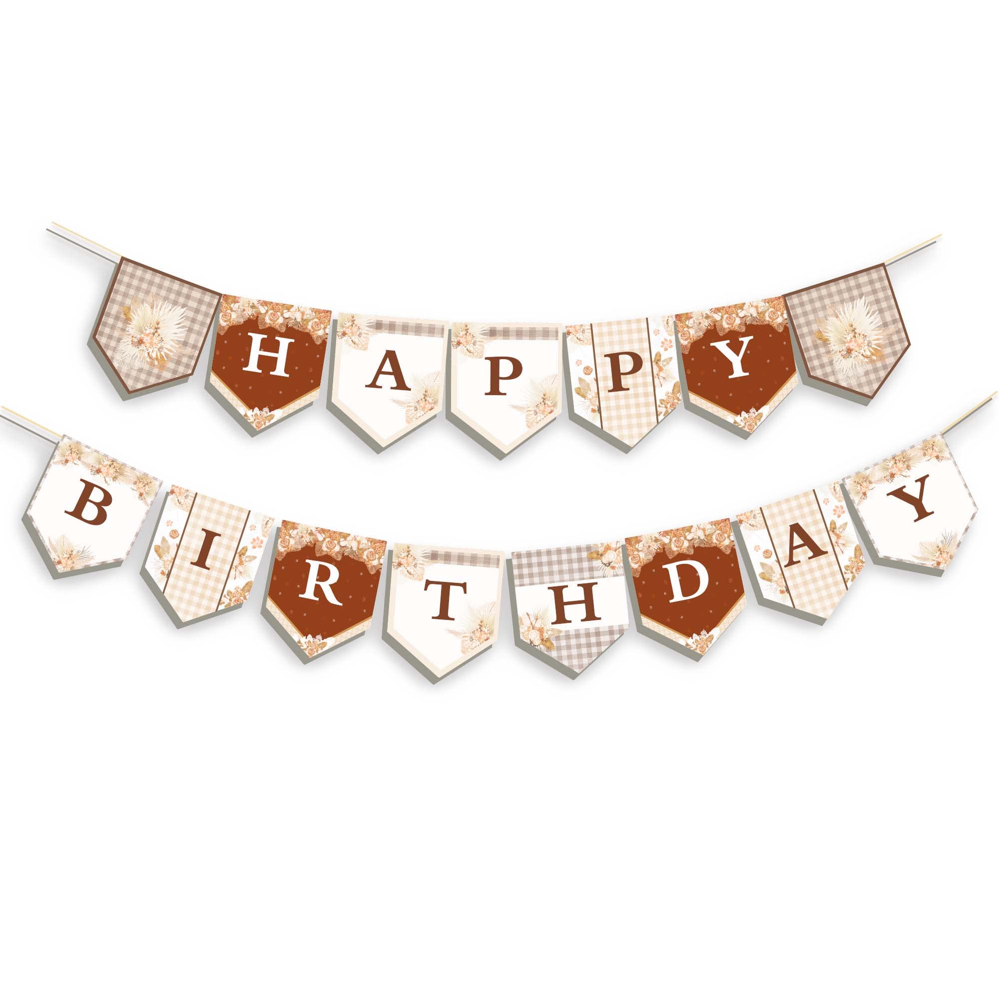 Amazon.com: Happy Birthday Banner Brown Beige, SCMDOTI Floral Happy ...