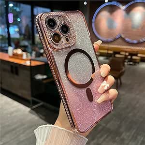 Amazon.com: LZGHOYF for iPhone 14 Pro Magnetic Case Compatible with MagSafe Luxury Plating Cute ...
