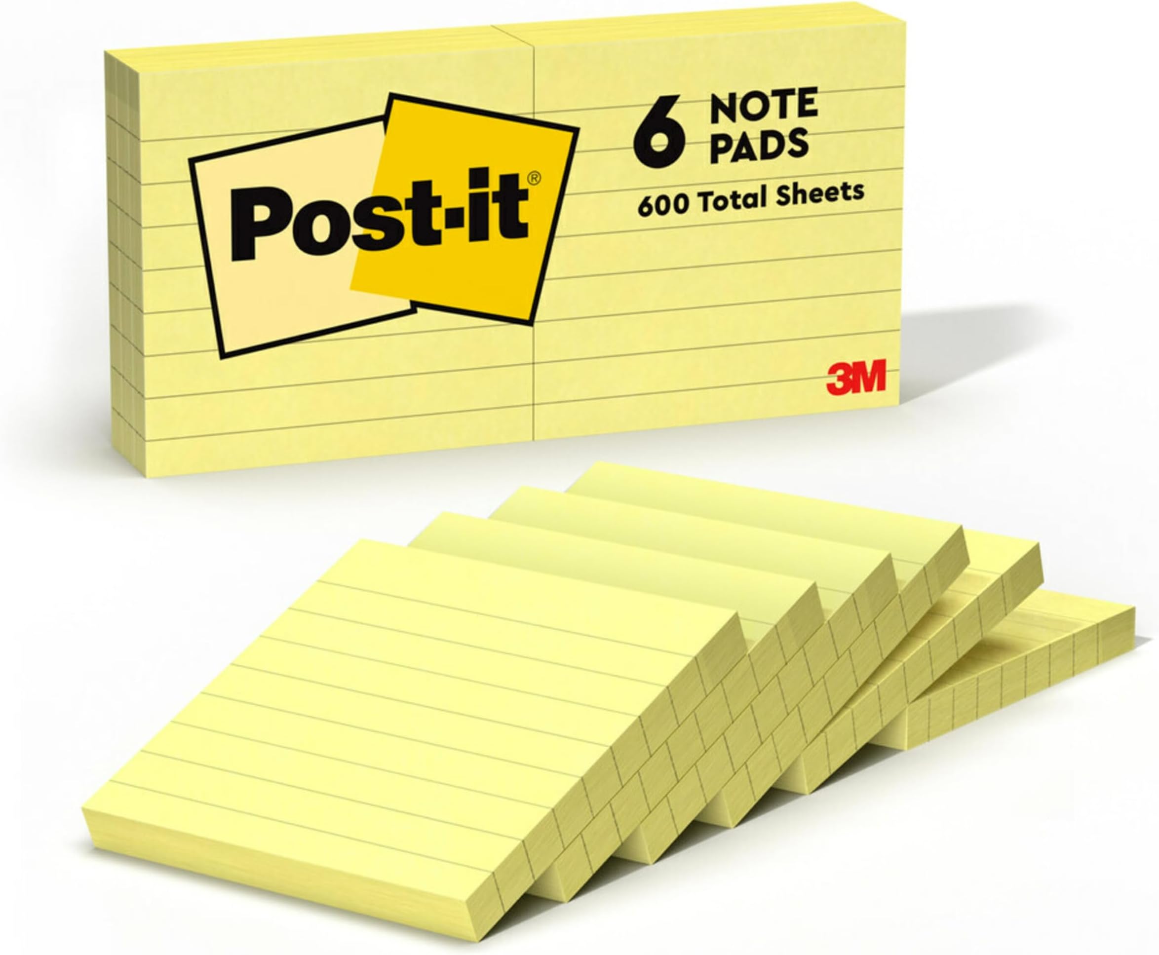 Post-it Notes Original Lined Sticky Notes, 3" x 3", 6 Pads, 100 Sheets ...