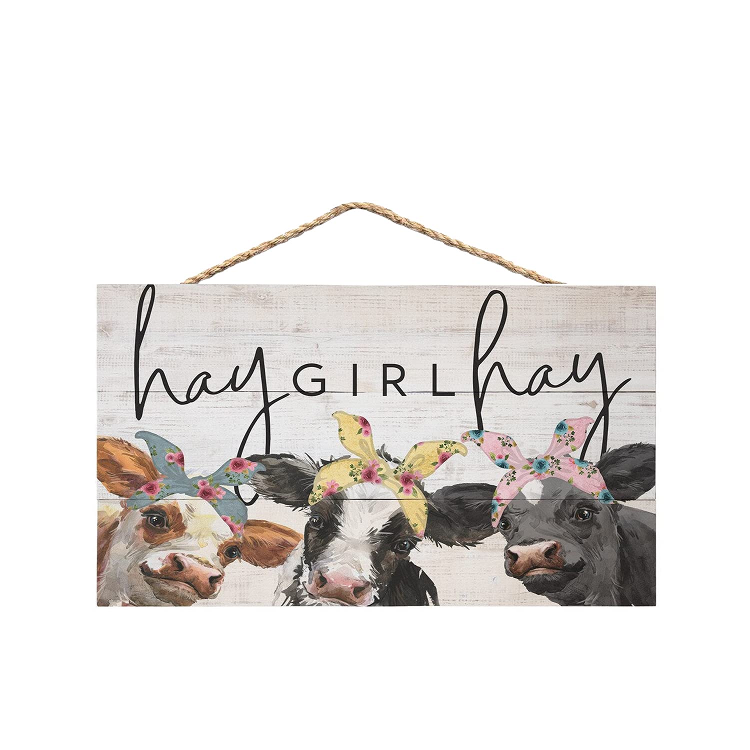 Amazon.com : Funny Farm Wooden Decor Hay Girl Hay Cow Sign Rustic Wood ...