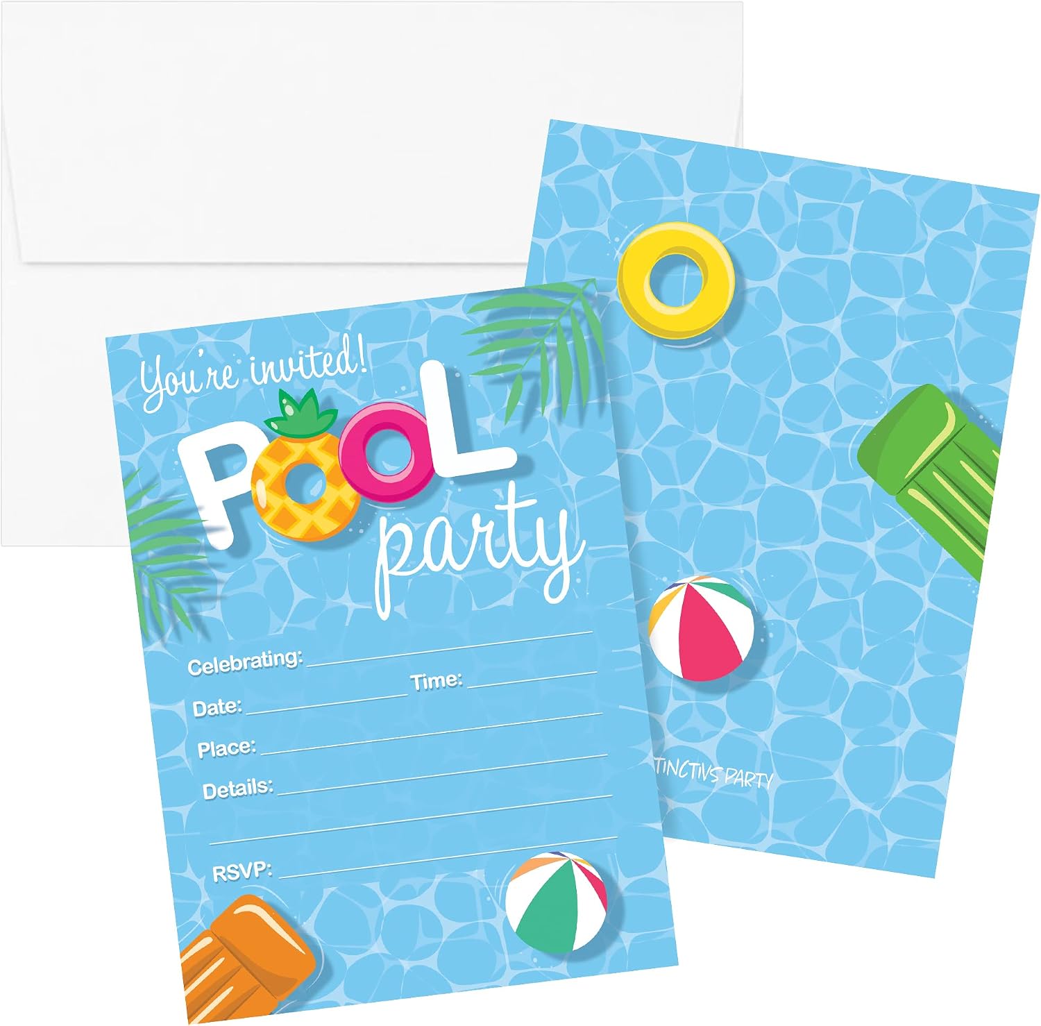 Amazon.com : DISTINCTIVS Summer Pool Birthday Party Invitations ...