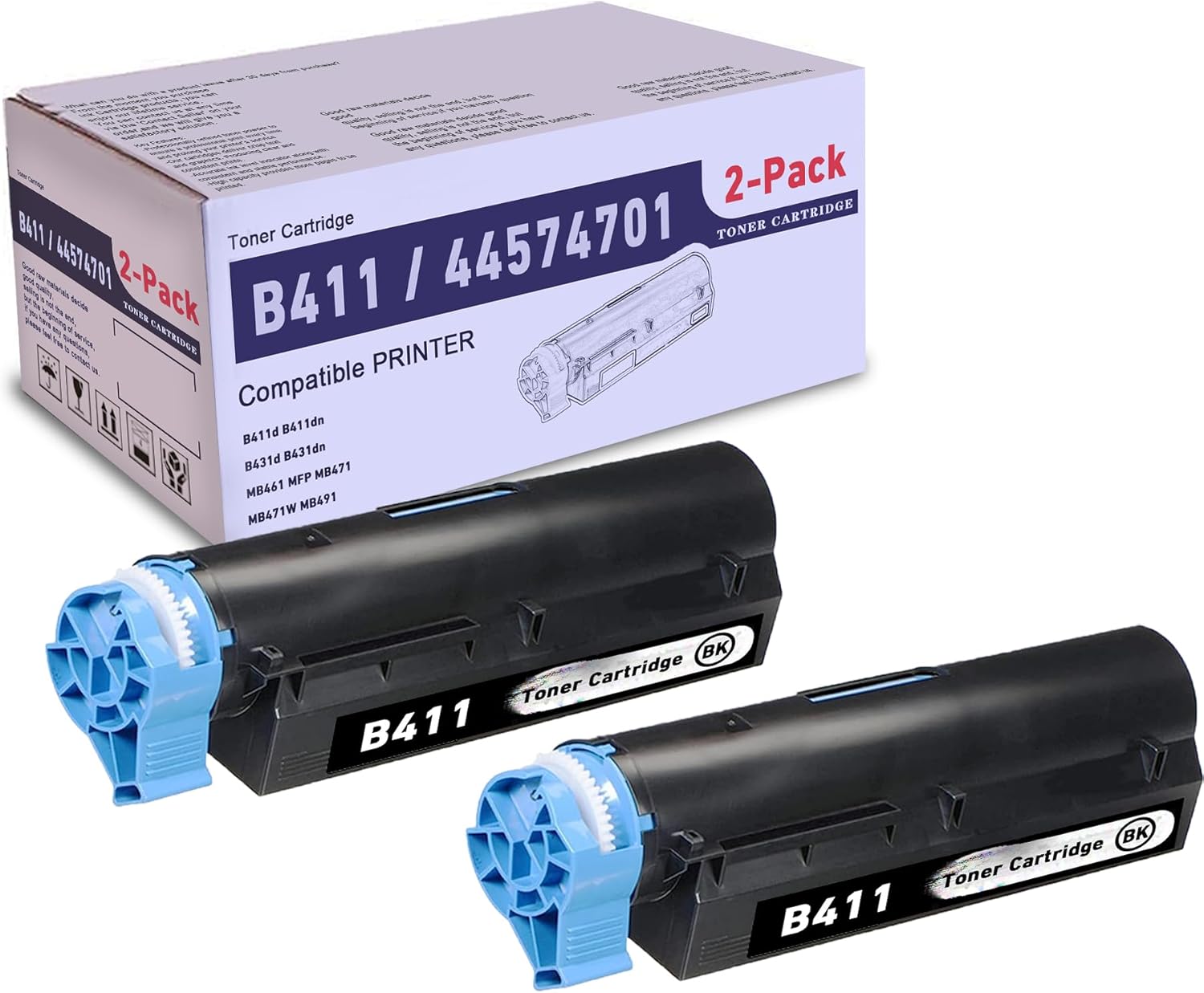 Amazon.com: SLIKIA 2 Pack Black 44574701 Compatible B411 Toner Cartridge, Replacement for OKI ...