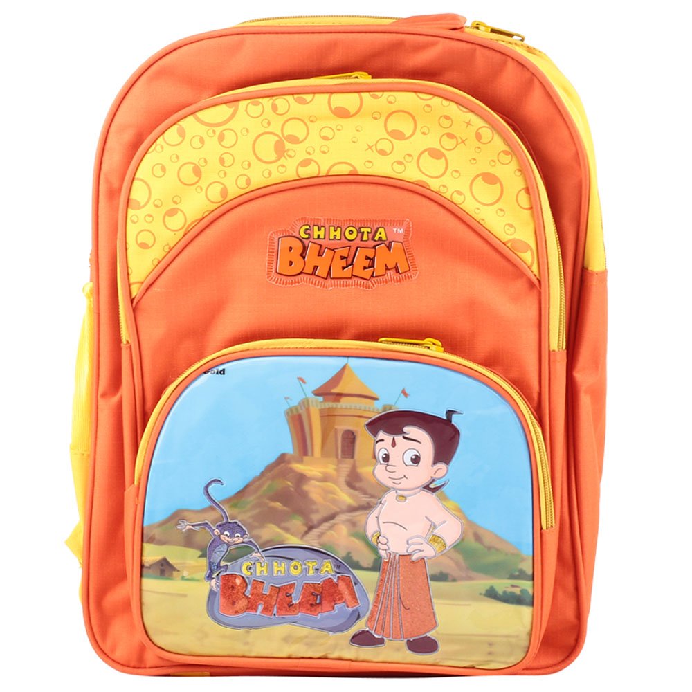 Buy Green Gold Chhota Bheem School Bag - 17" ( Yellow and Orange ) at ...