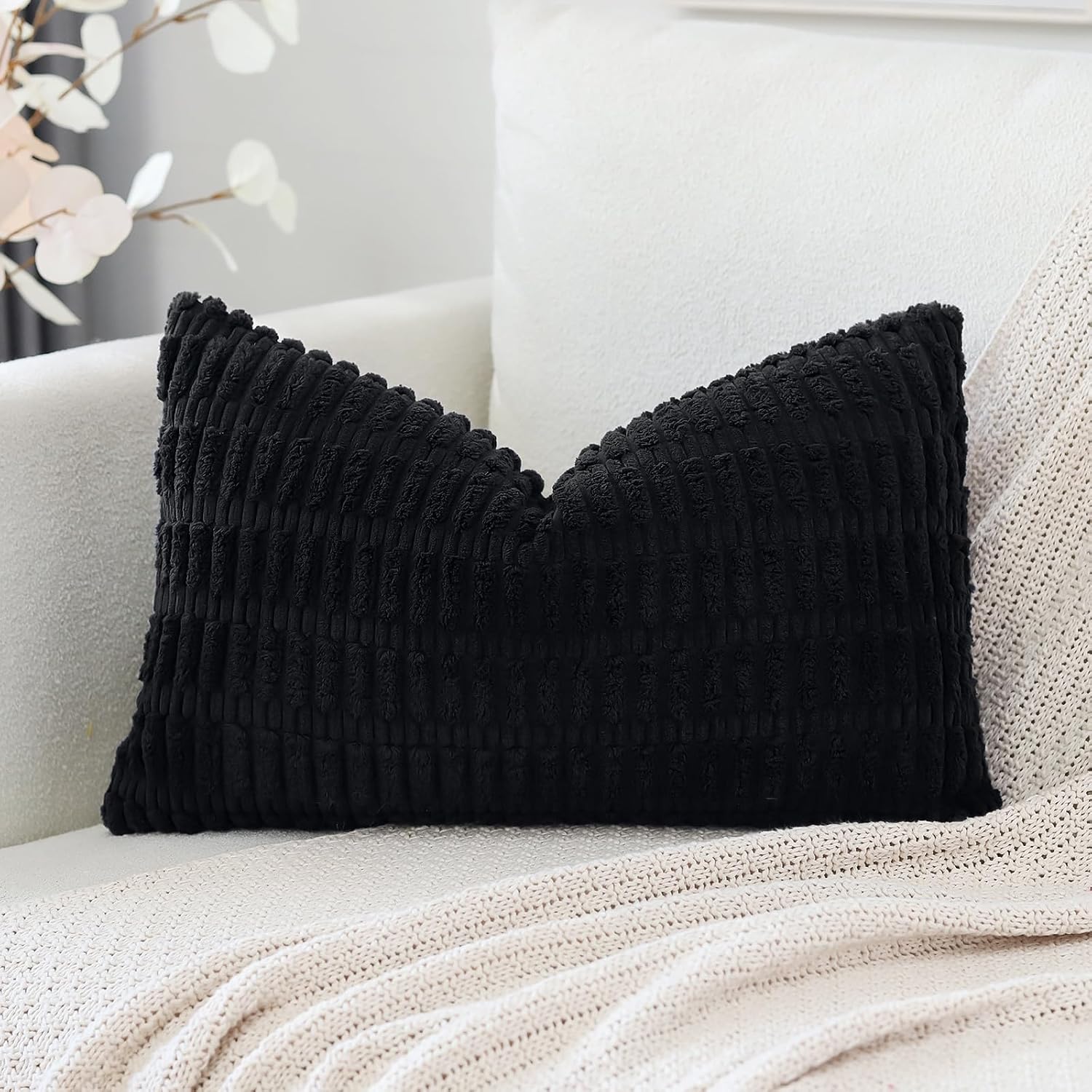 Amazon.com: OTOSTAR Corduroy Decorative Throw Pillow Covers 12x20 Inch ...