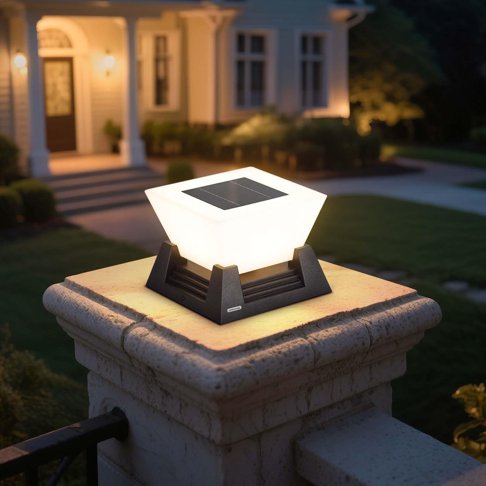 Linkmoon Solar Post Lights, 11'' Pillar Light Fixture, Waterproof Dusk ...