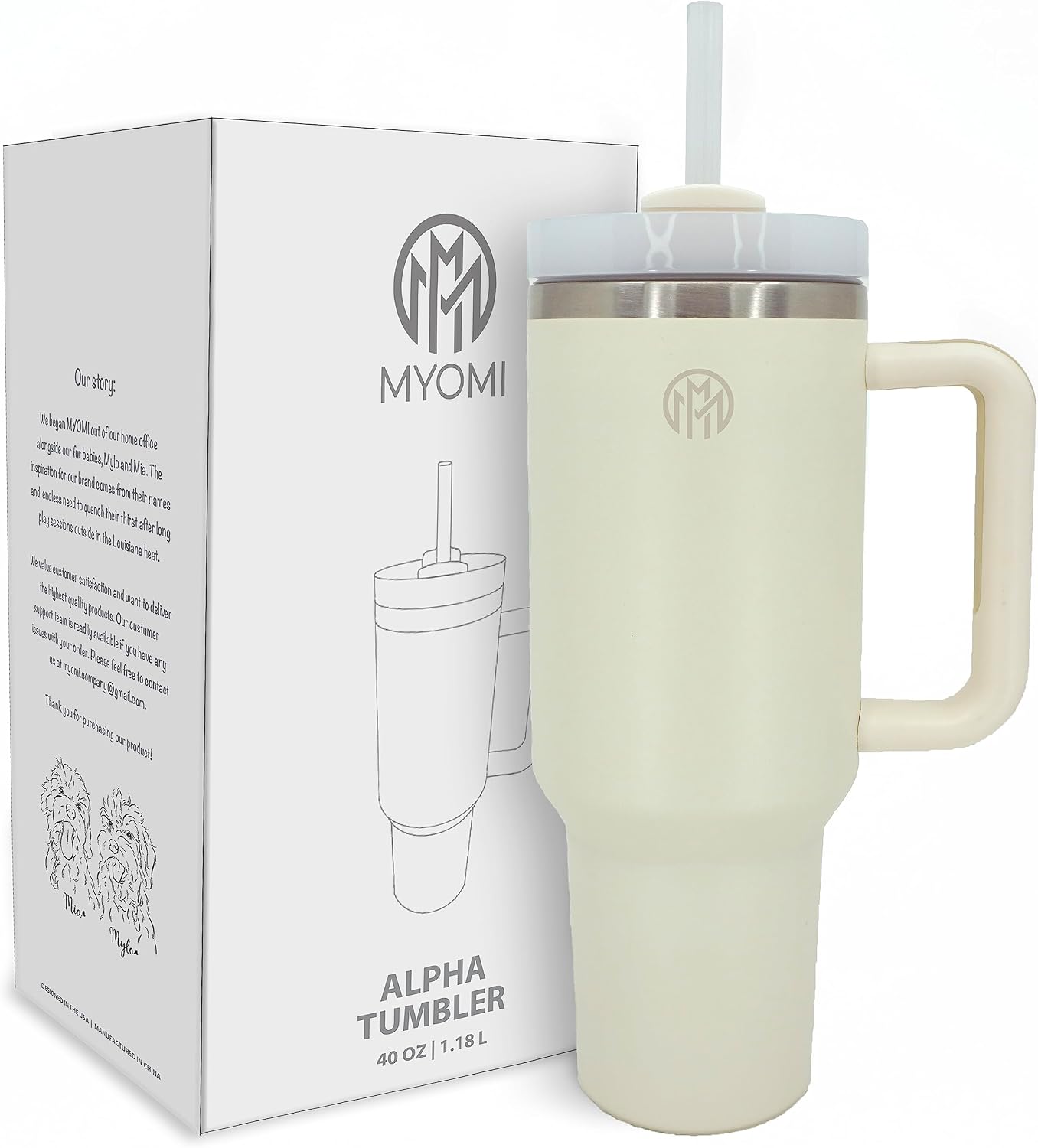 Amazon.com | MYOMI 40oz Tumbler With Handle Large Travel Mug with Lid ...