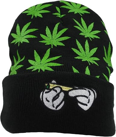 Weed Marijuana Acrylic Beanie Hat - Knit Winter Weed Beanie Men Women ...