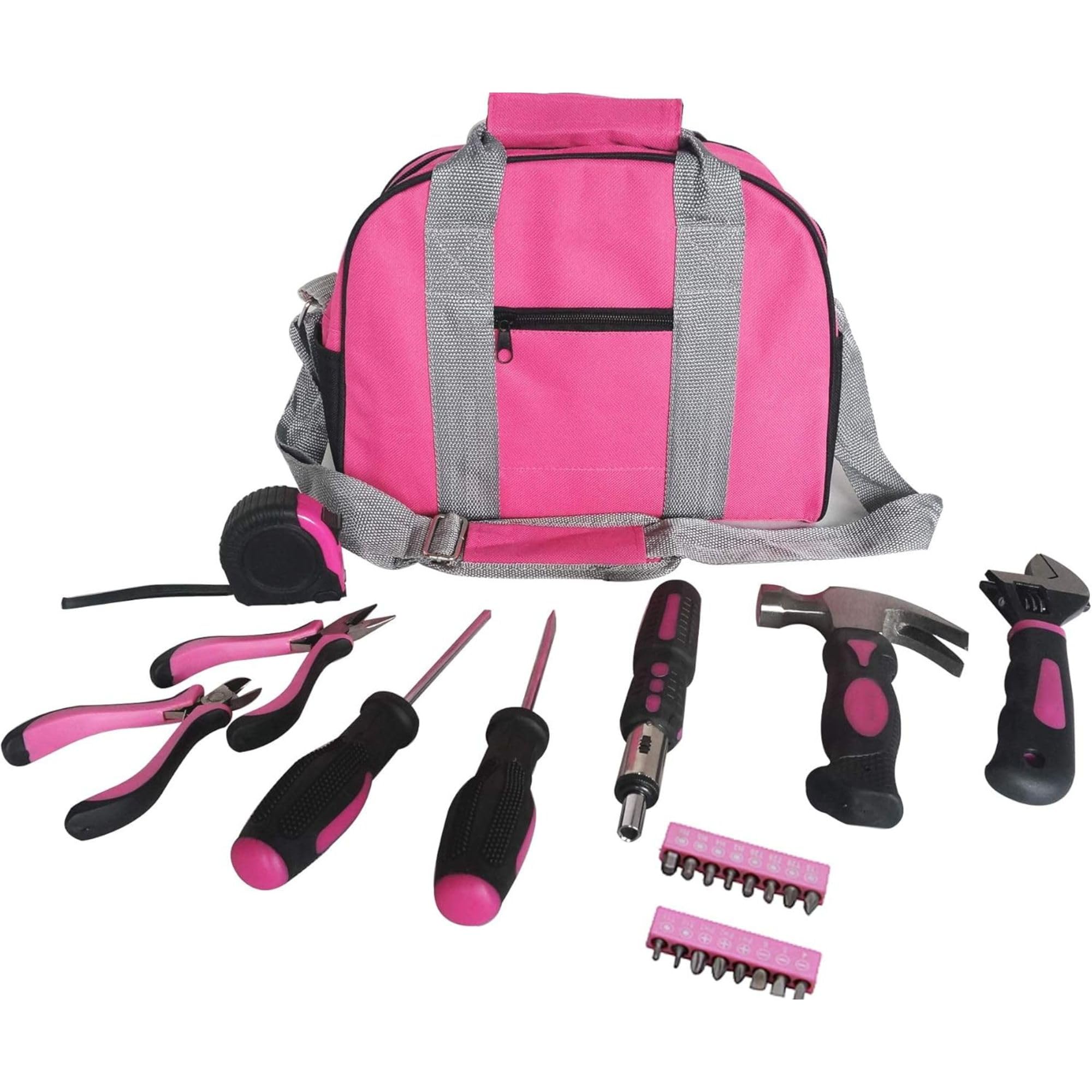 Ladies Pink Tool Kit Tool Bag DIY Set Includes Pink Hammer, Pink Pliers ...