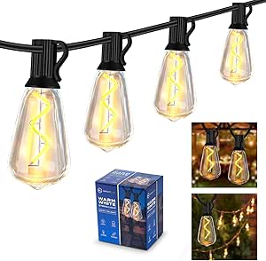 BRIGHTLUX Outdoor String Lights 24FT, ST38 Patio String Lights Outside ...