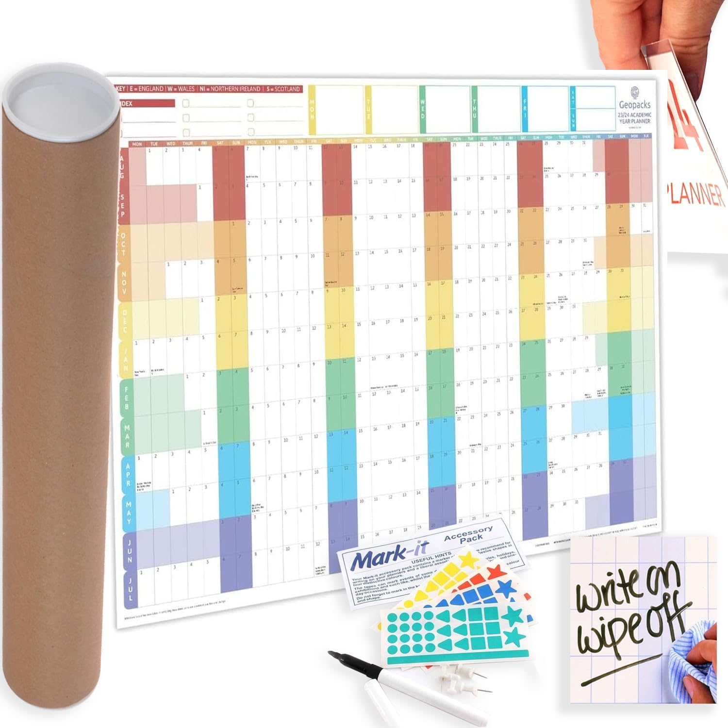 Academic Wall Planner 2023/2024 - Laminated Mid Year Wall Planner ...