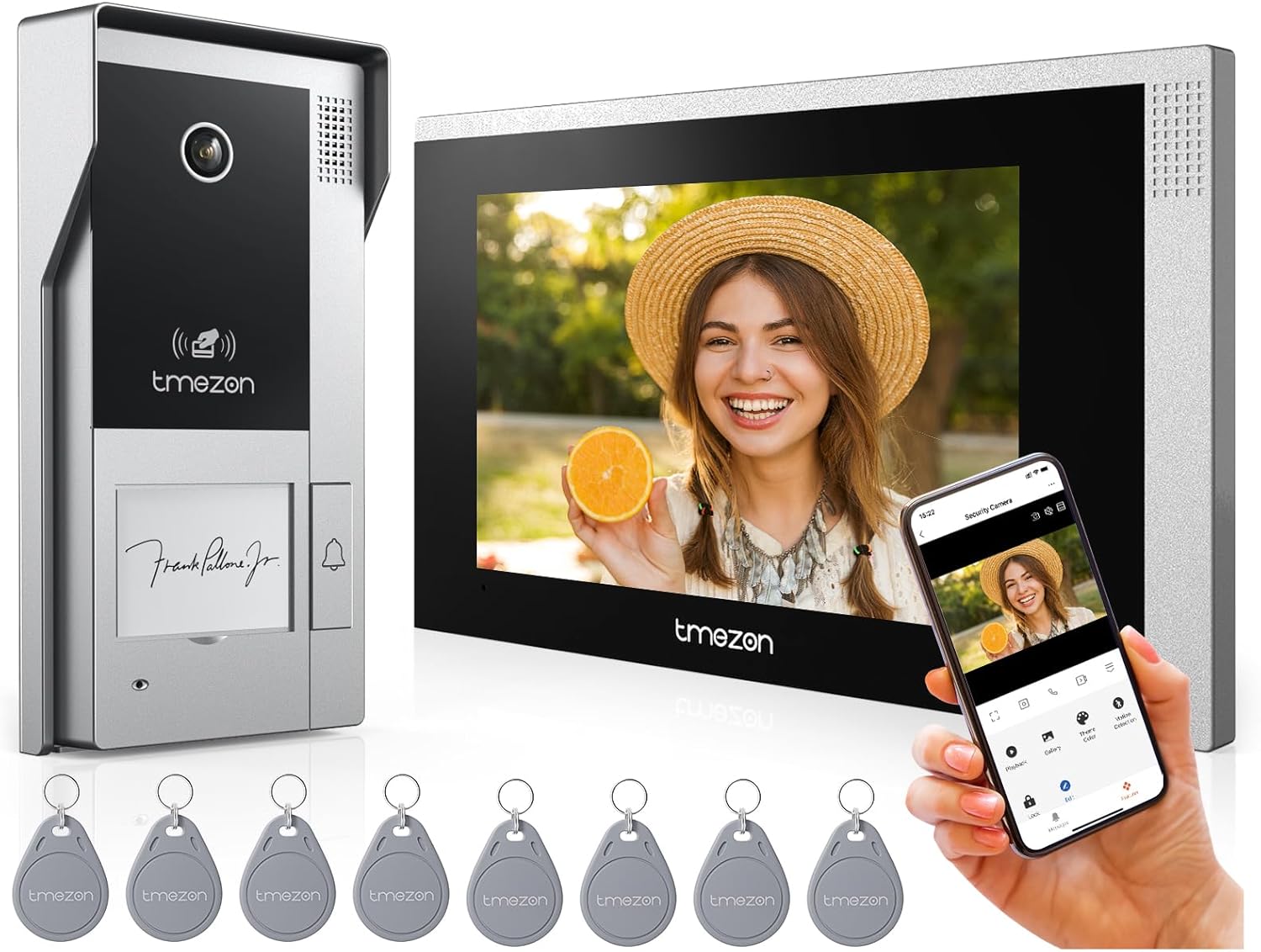 TMEZON 4 Wire WiFi Video Intercom System Doorbell with Camera and 7 ...