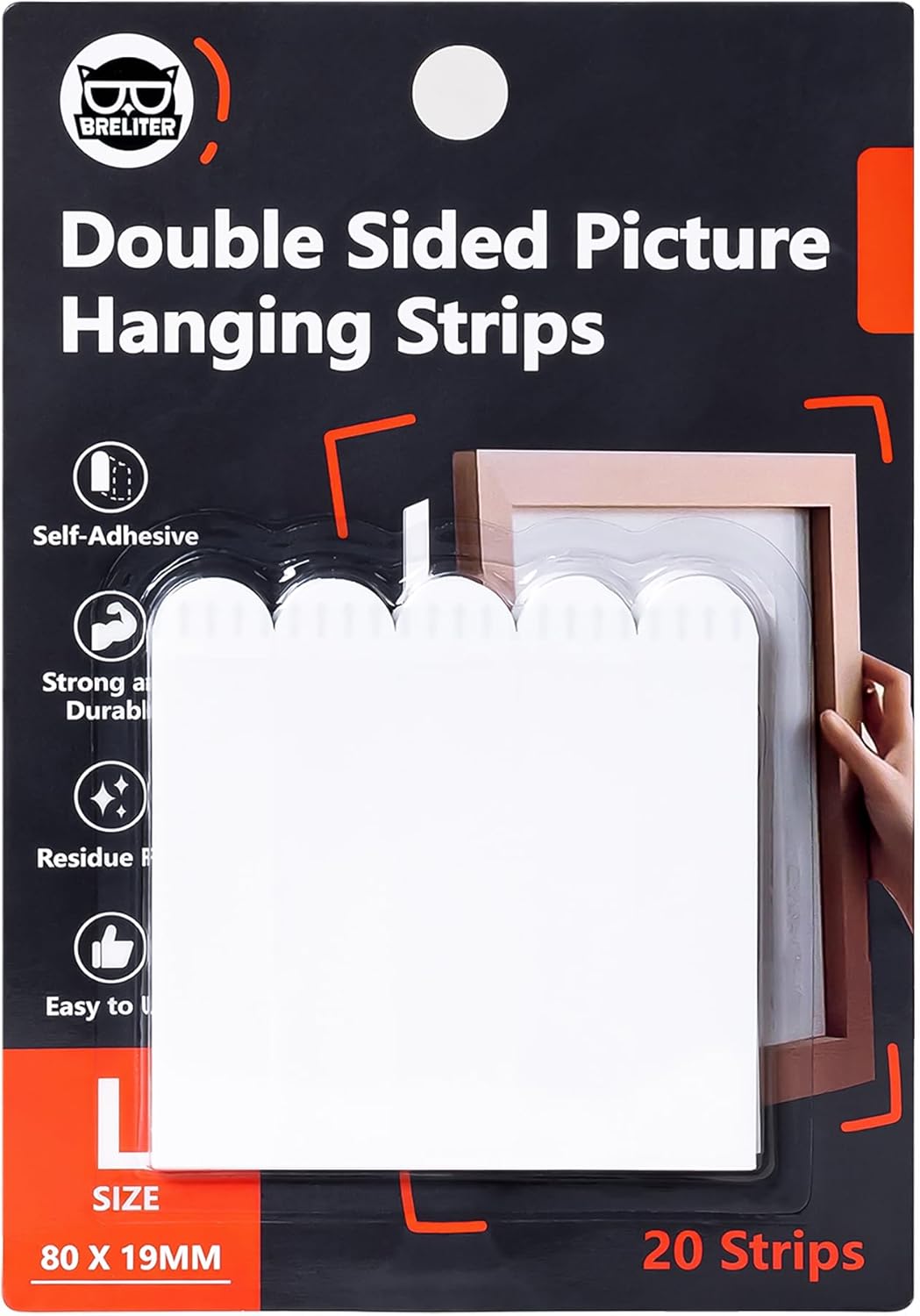 Amazon.com: Breliter Double Sided Picture Hanging Strips - 20Pcs Self Adhesive Picture Hanger ...