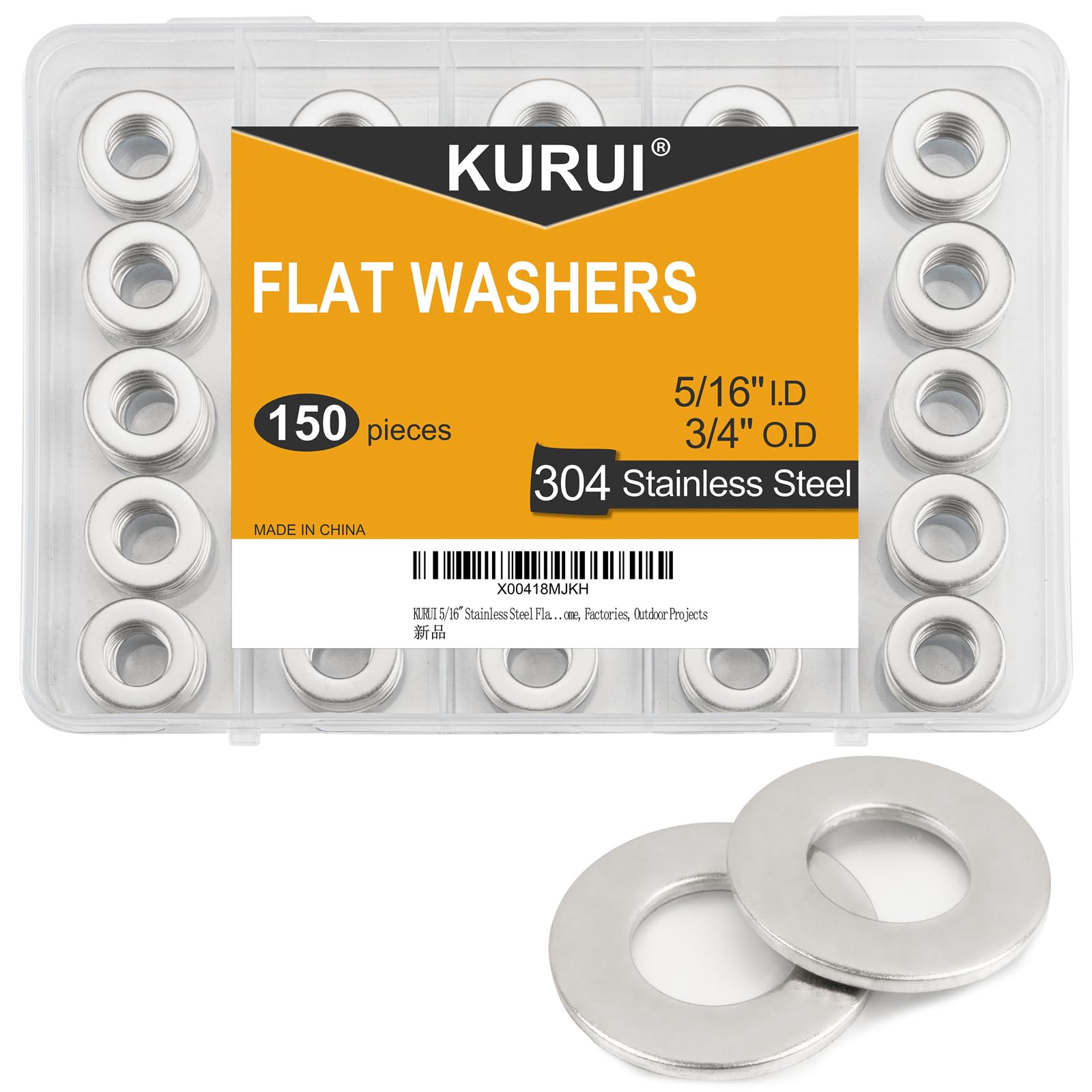 Snapklik.com : KURUI 5/16" Stainless Steel Flat Washers