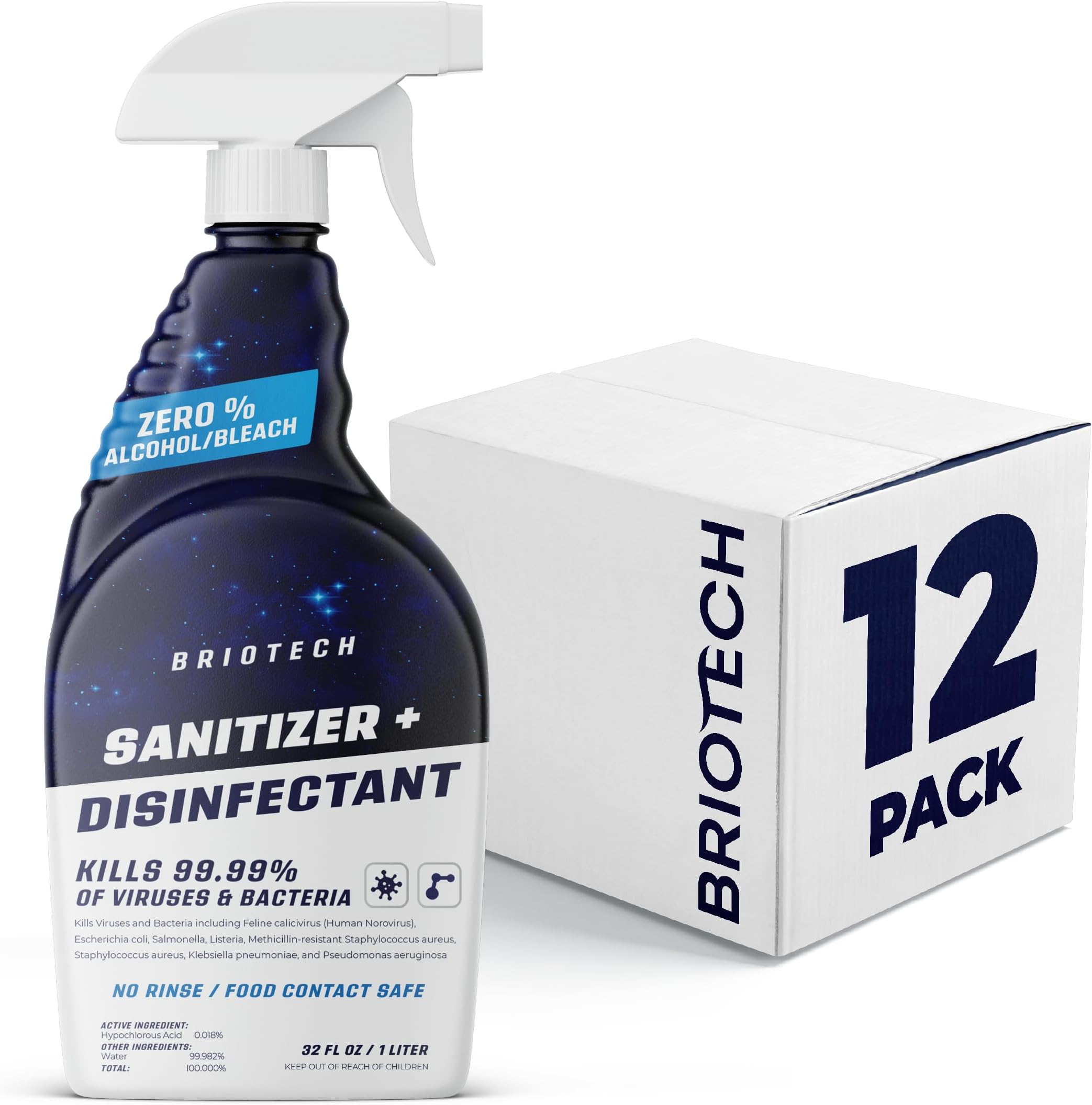 Amazon.com: BRIOTECH Sanitizer + Disinfectant Hypochlorous Spray, Kills ...