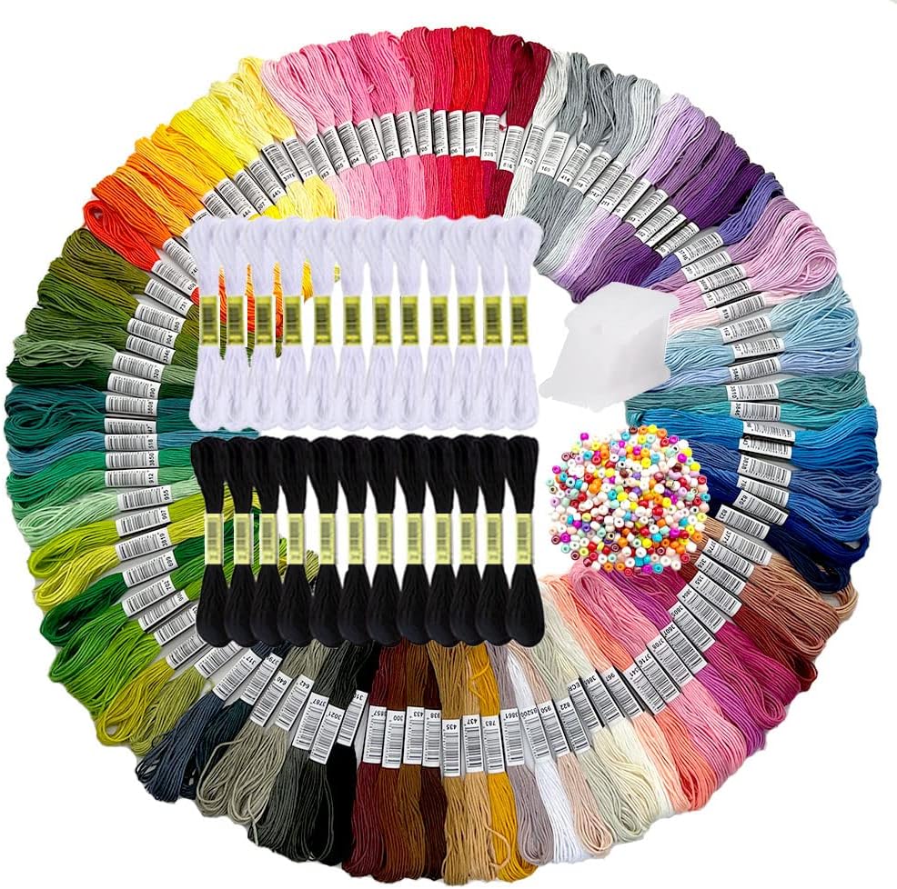 Amazon.com: Embroidery Floss Rainbow Color, 100 Skeins Friendship ...