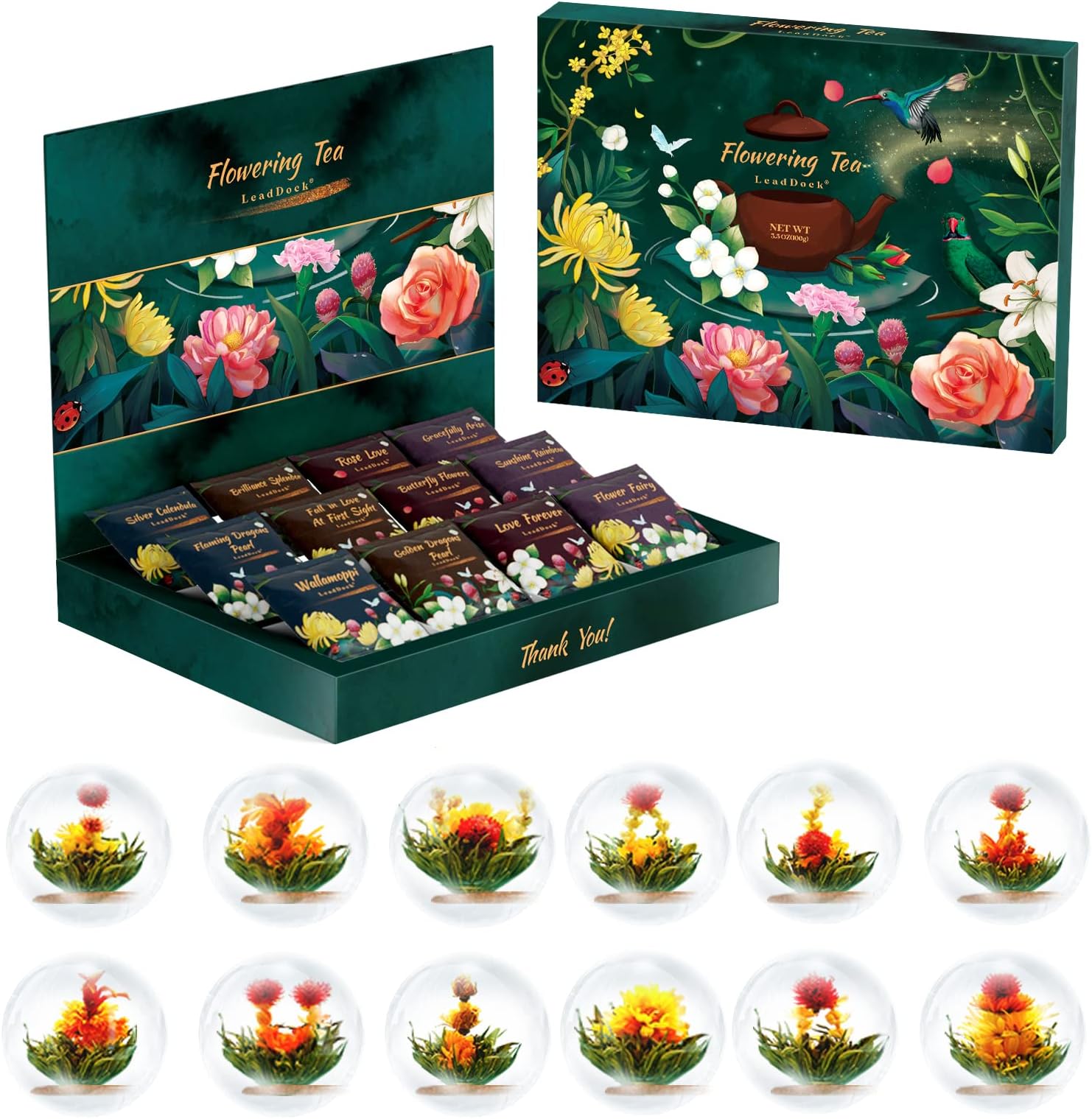 Amazon.com : Teabloom Flowering Tea Chest - Curated Collection of 12 ...